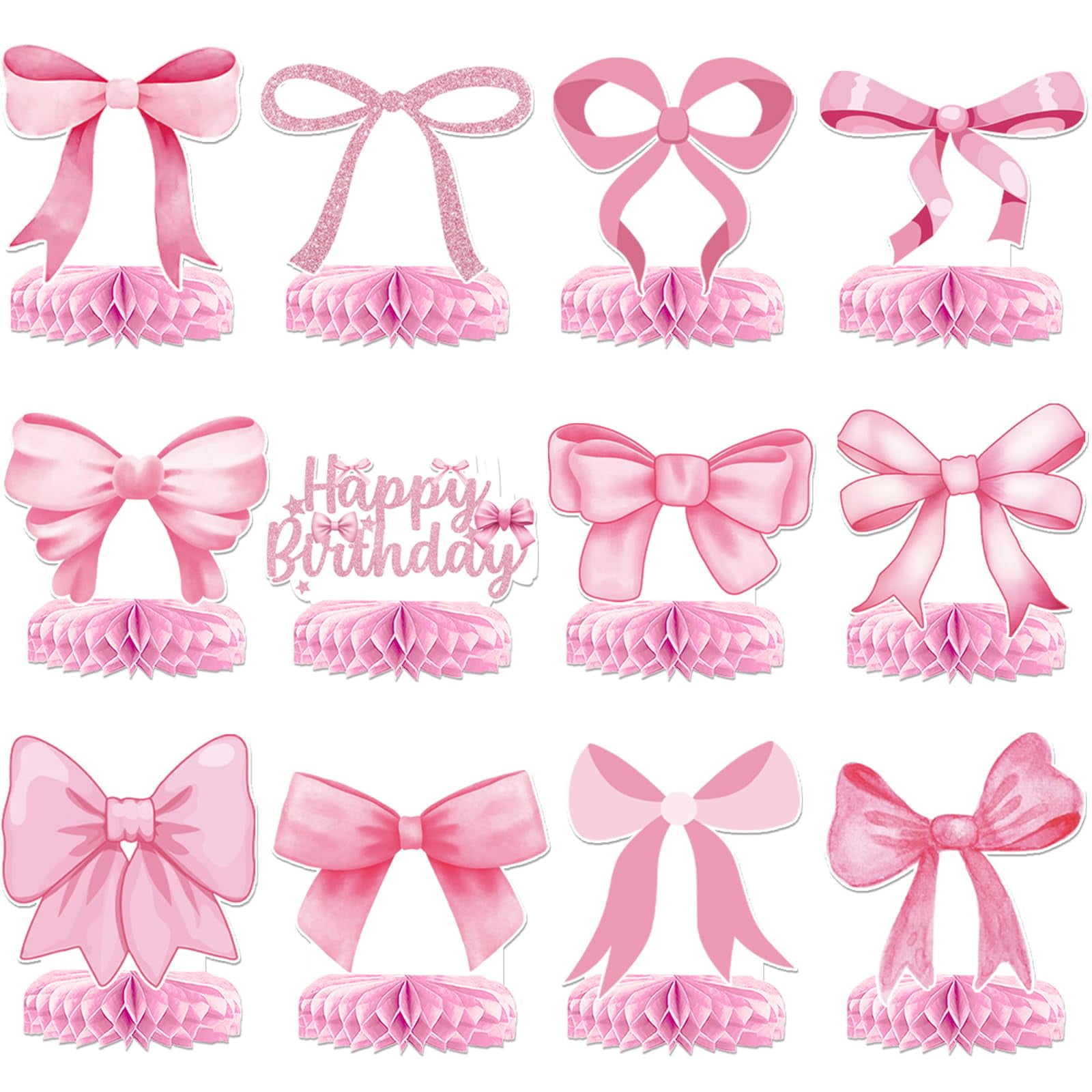 HigzYovn 9 Pcs Bow Table Centerpieces, Bow Party Birthday Decorations ...