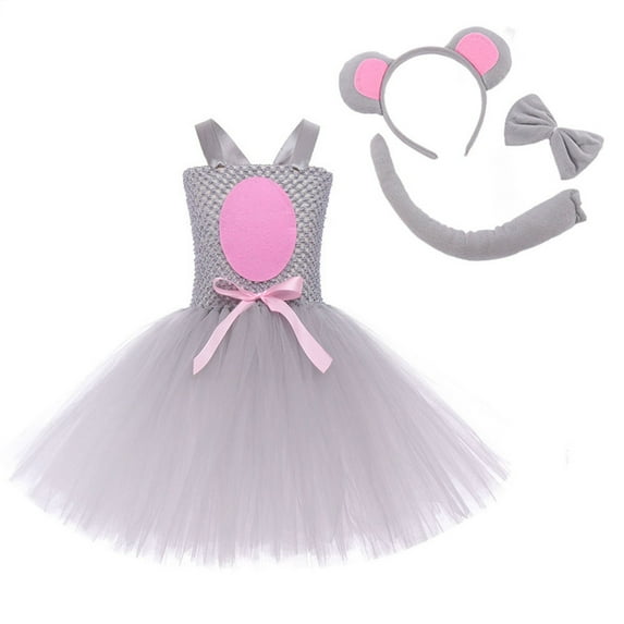 Hihipz Big Girls Dresses Halloween Mouse Animal Gray Mesh Tutu Gown ...