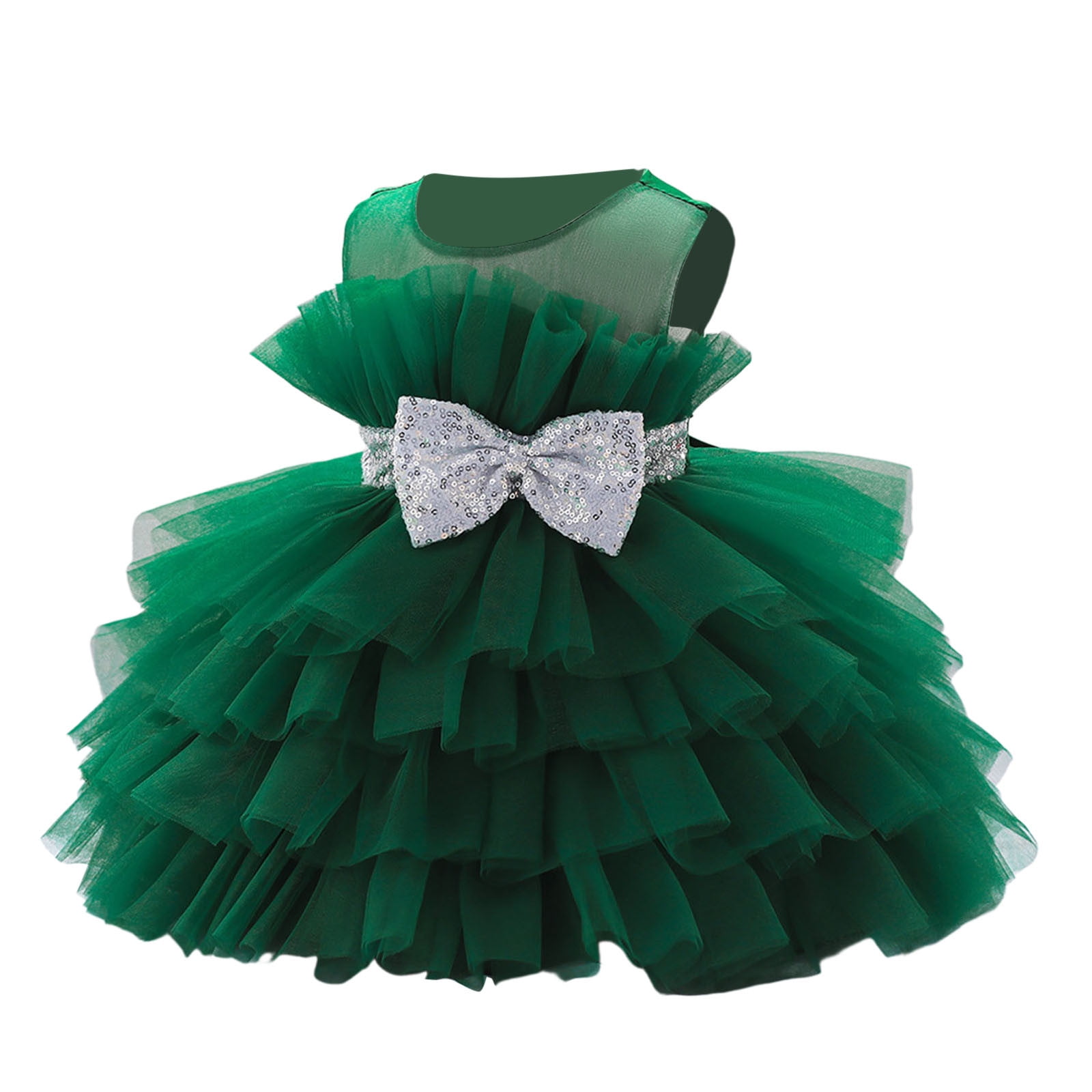 Hihipz Little Girls Dresses Elegant Puff Sleeve Tulle Gown Sparkling ...