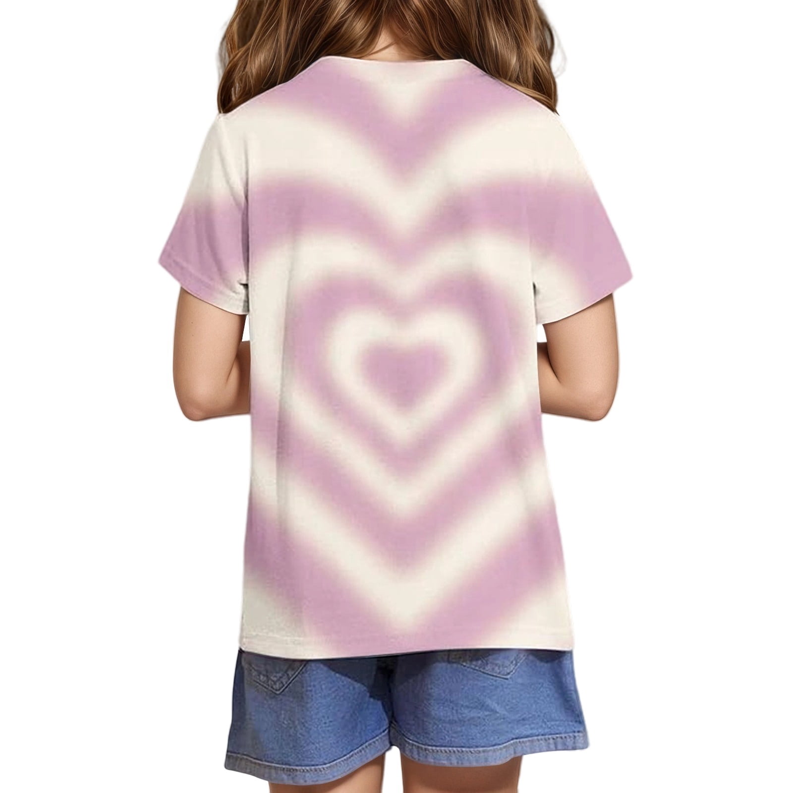 Hihipz Little Girls Graphic Tshirt Gradient Heart Print Short Sleeve ...