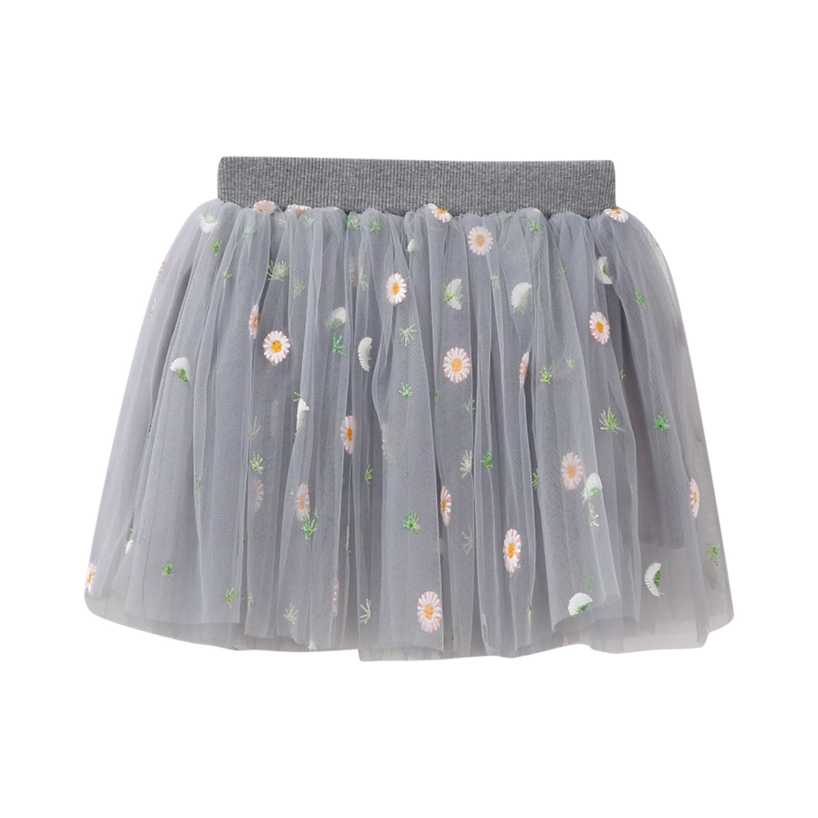 Hihipz Little Girls Skirts Daisy Floral Embroidered Mesh Tutu Skirt ...