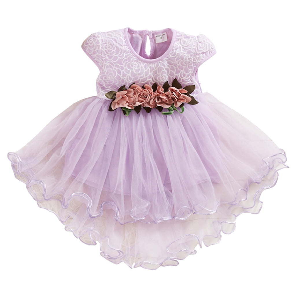 Hihipz Newborn Girls Dress Floral Ruched Gown Ruffle Patchwork Mesh A ...