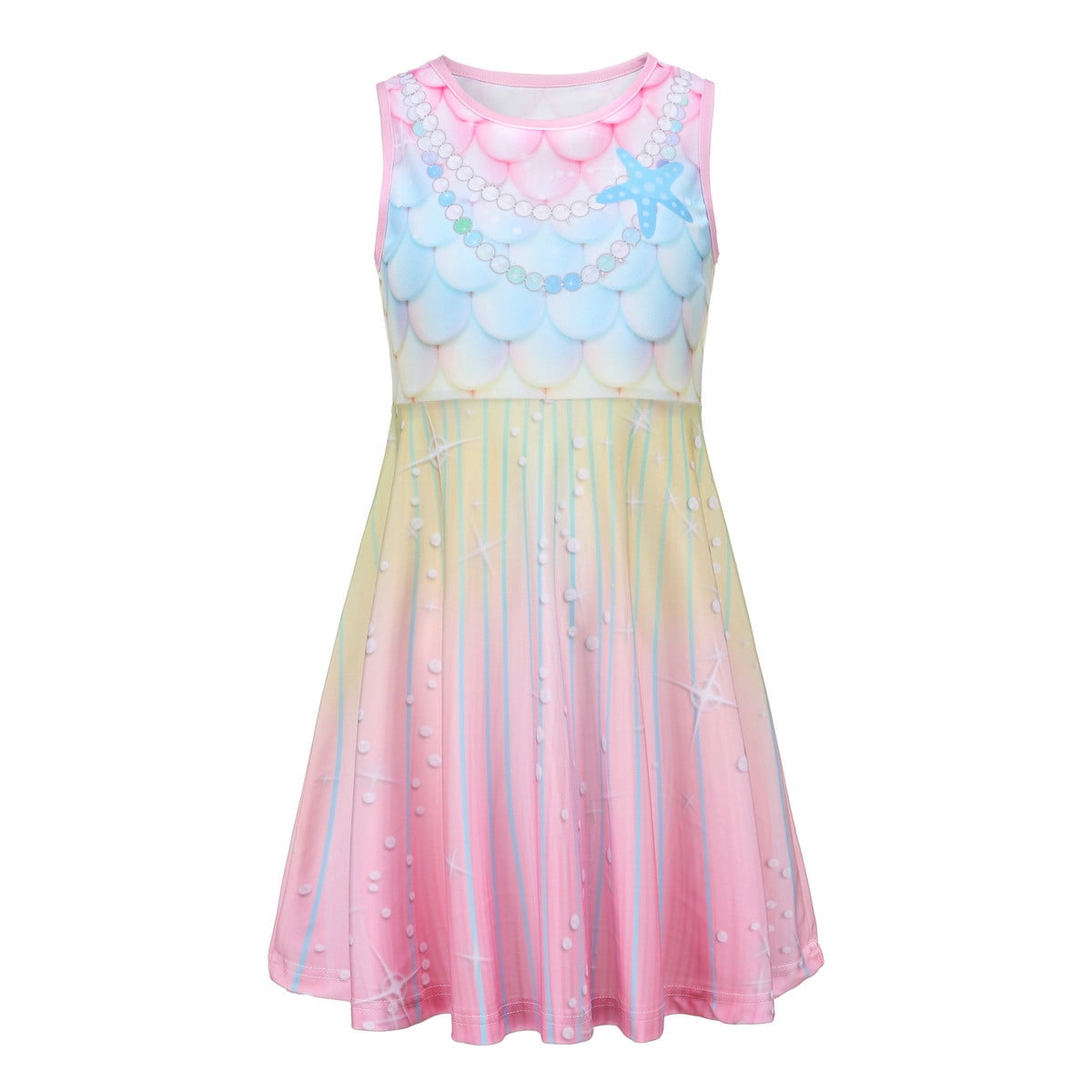 Hihipz Toddler Girls Dresses Fish Scale Print Sleeveless Dress Kids ...