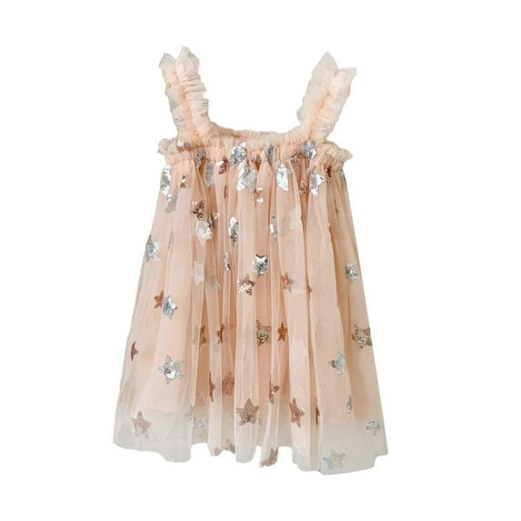 Hihipz Toddler Girls Dresses Sleeveless Sequin Star Moon Embroidered ...