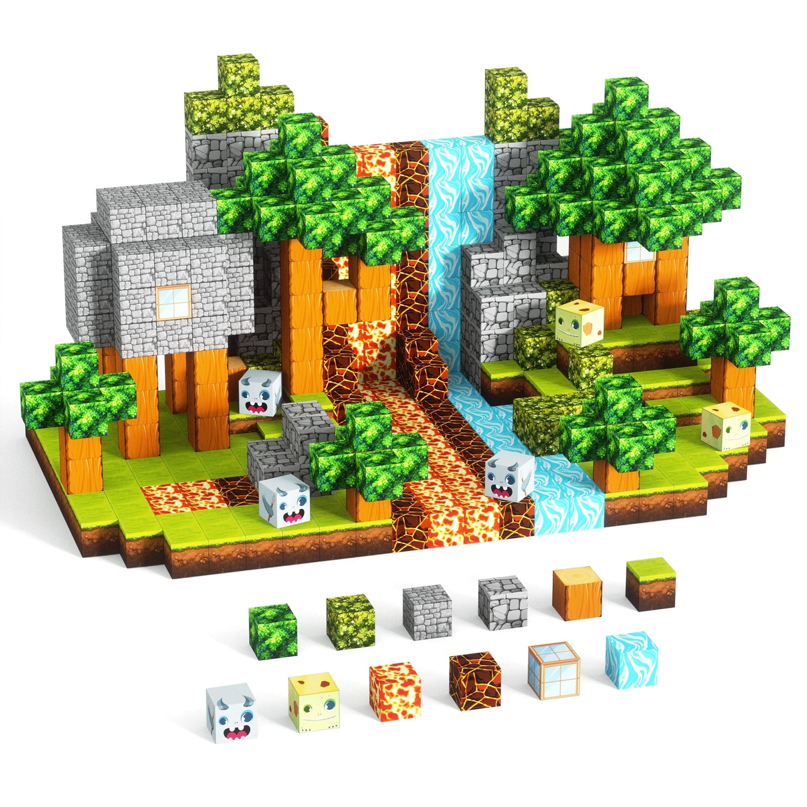 HiiKaa 100PCS Magnetic Blocks,Built a Forest Set,Magnetic Building ...