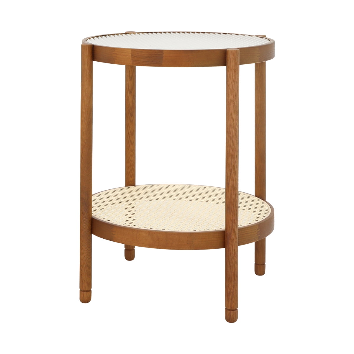 HiiKaa 20in Rattan Coffee Table,Round Water-Wave Glass Metal Center ...