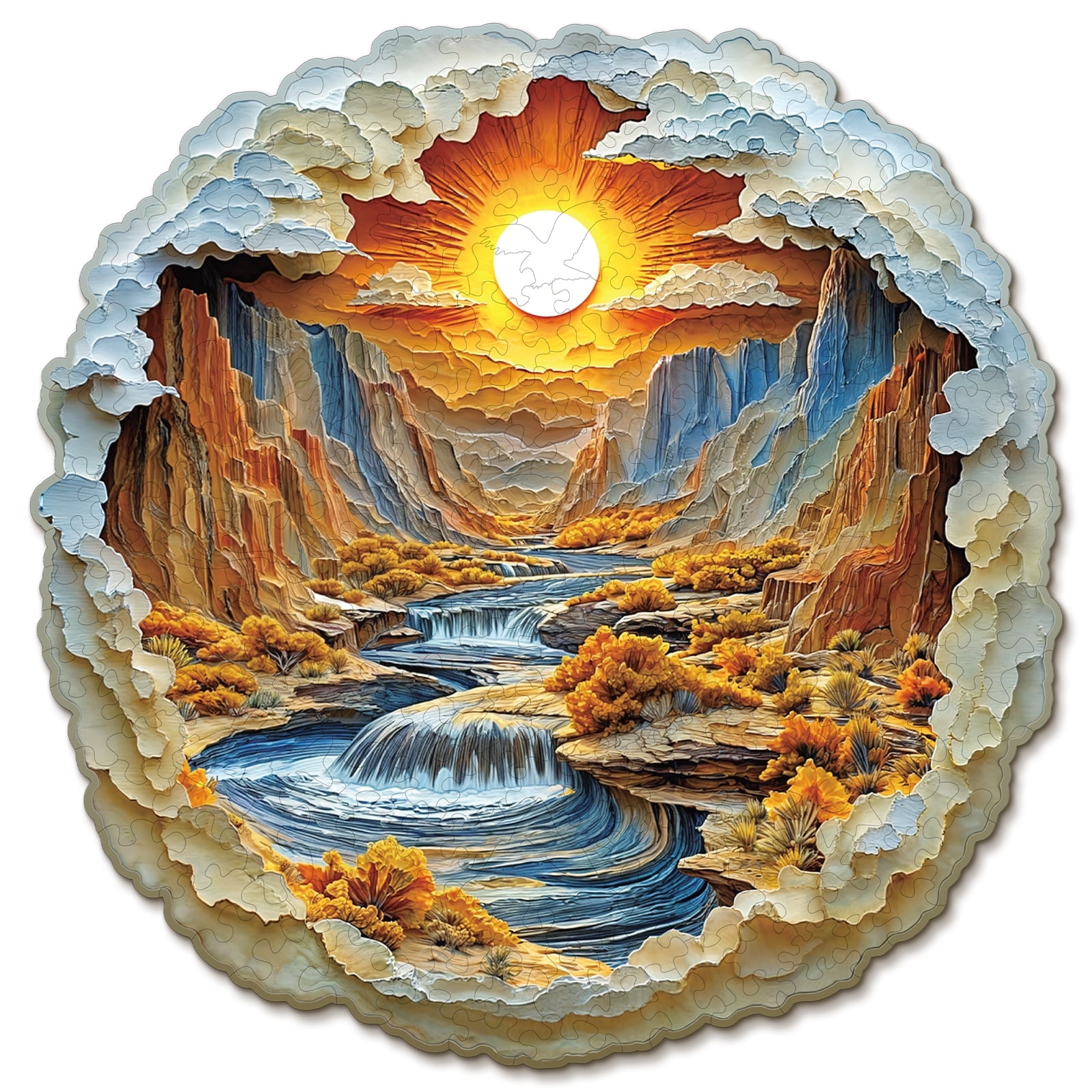 HiiKaa 3D Rivers and Mountains Modern Art Puzzle,246 pcs Unique Shaped ...