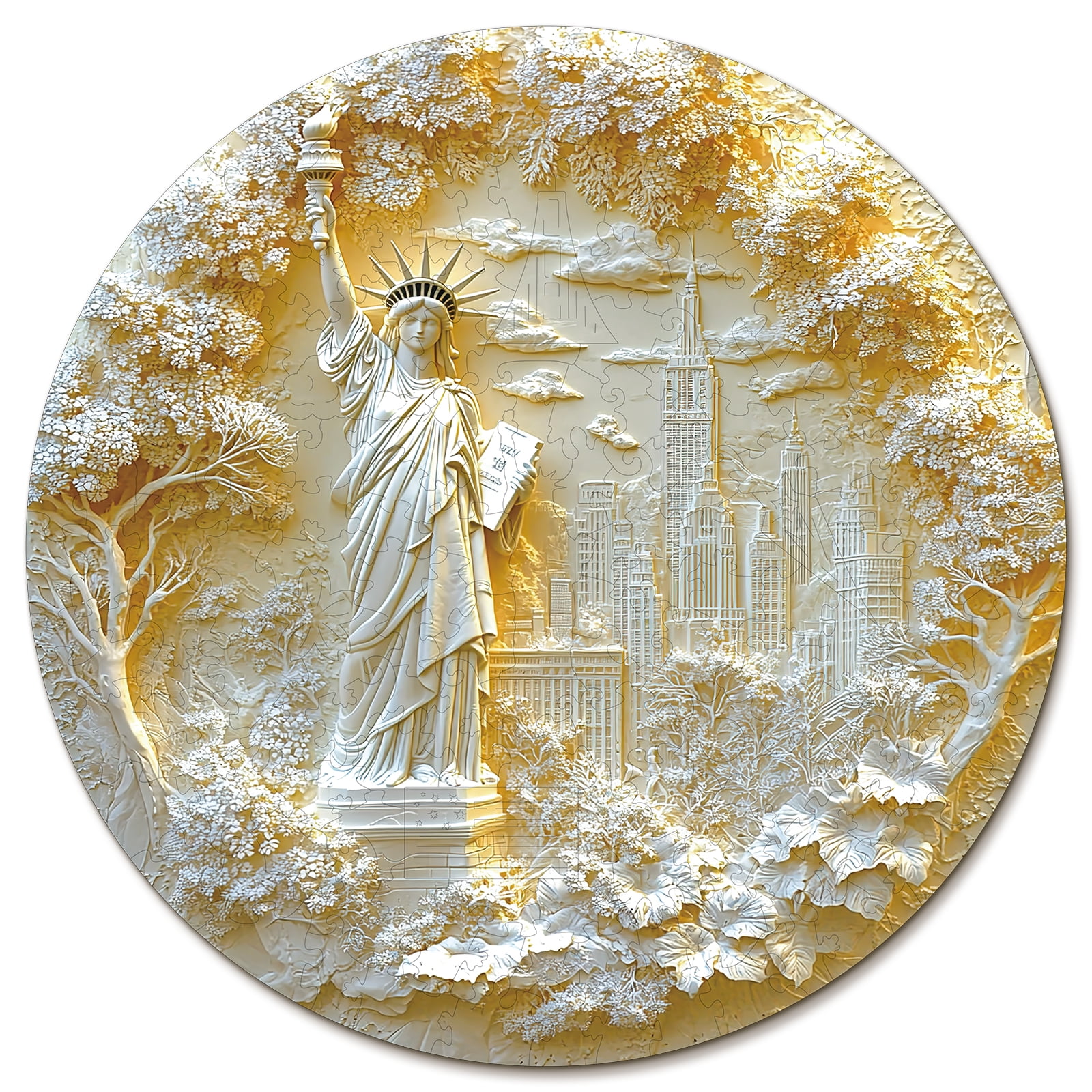 HiiKaa 3D Statue of Liberty Wood Puzzles for Adult,Unique Animal Shape ...