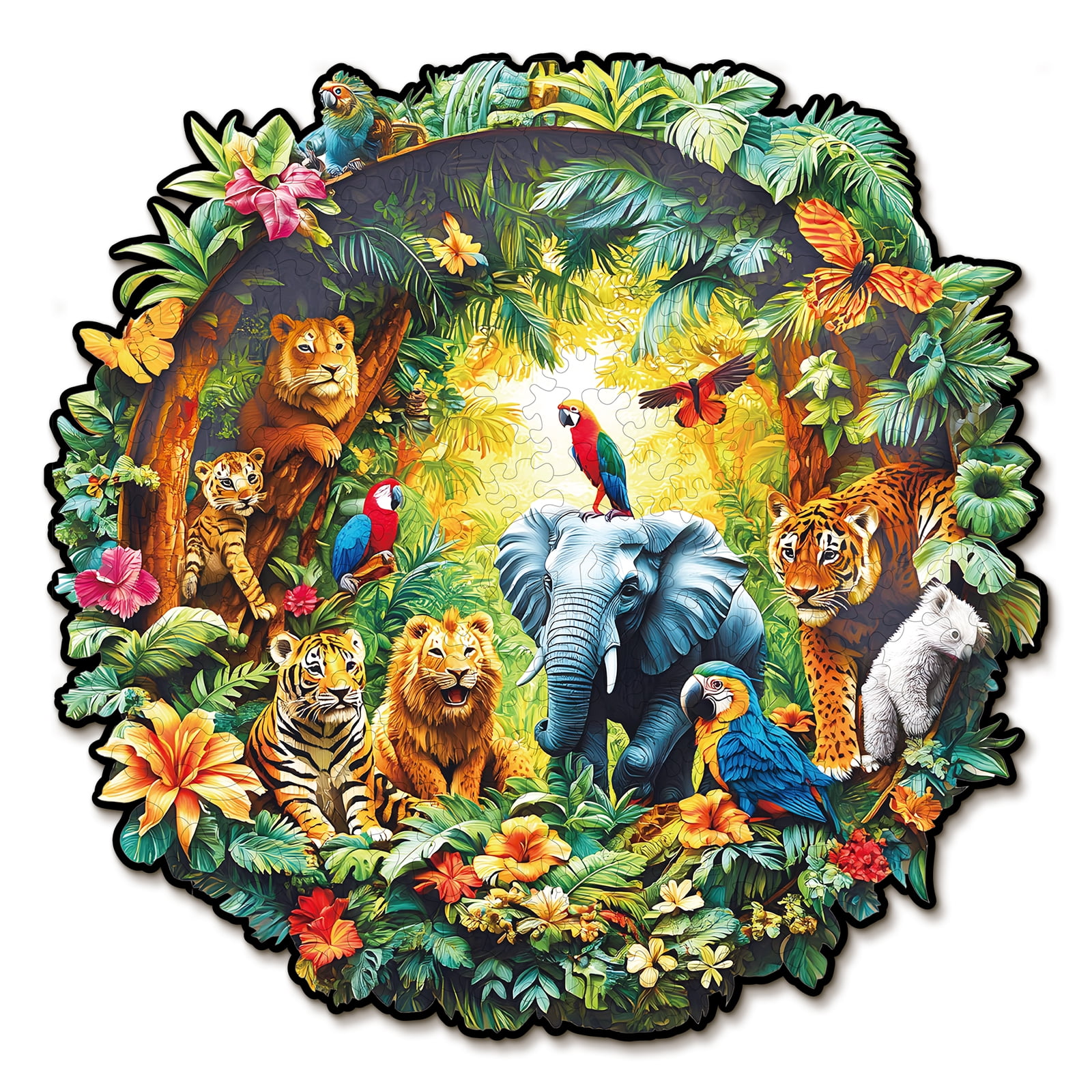 HiiKaa 3D Visual Effect Wooden Puzzle for Adults,3D Animal Paradise ...