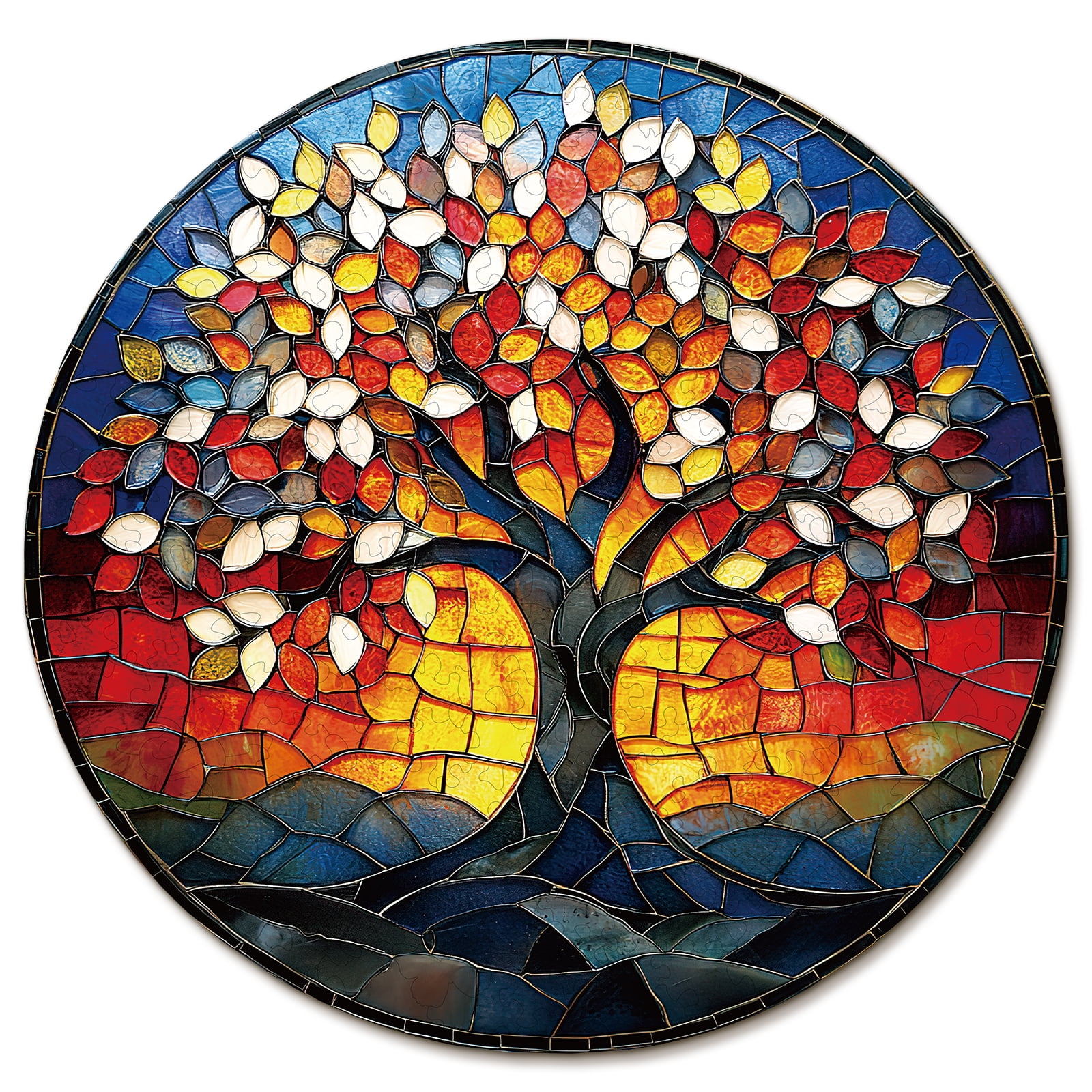 HiiKaa 3D Visual Effect Wooden Puzzle for Adults,3D Colorful Glass Tree ...