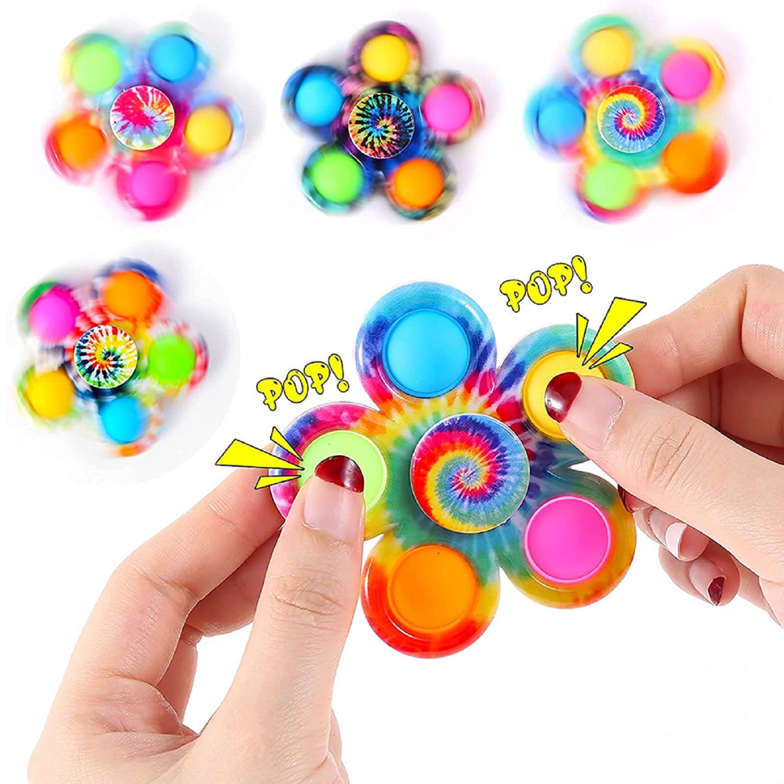 HiiKaa 4 Pack Pop Fidget Spinner, Ideal Decompression Fidget Toys for ...