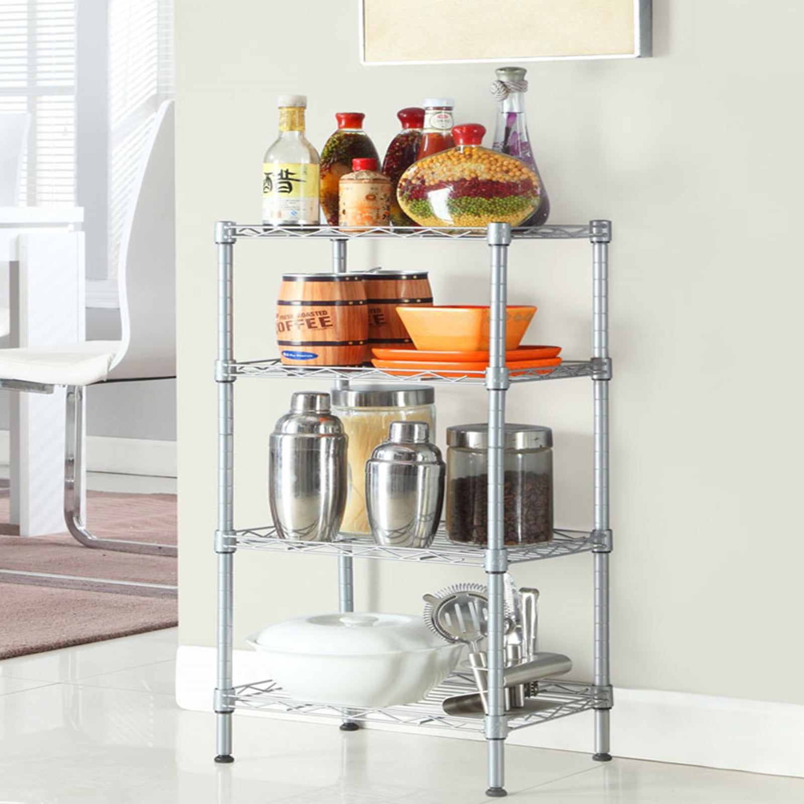 HiiKaa 4-Shelf Adjustable Heavy Duty Steel Wire Rack Storage Shelving ...