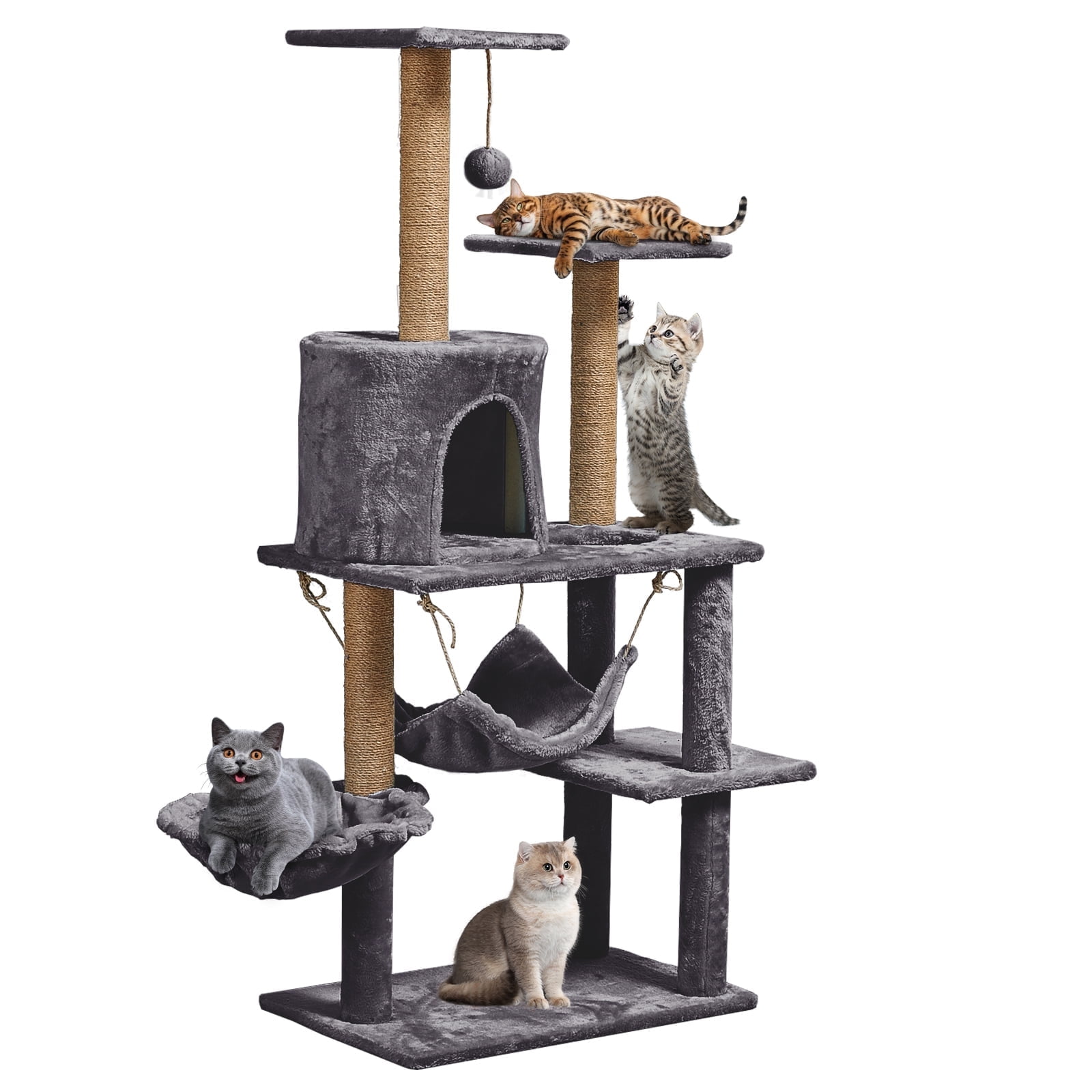 HiiKaa 52in Multi-Level Cat Tree Tower for Large Adult Cats,Cat ...