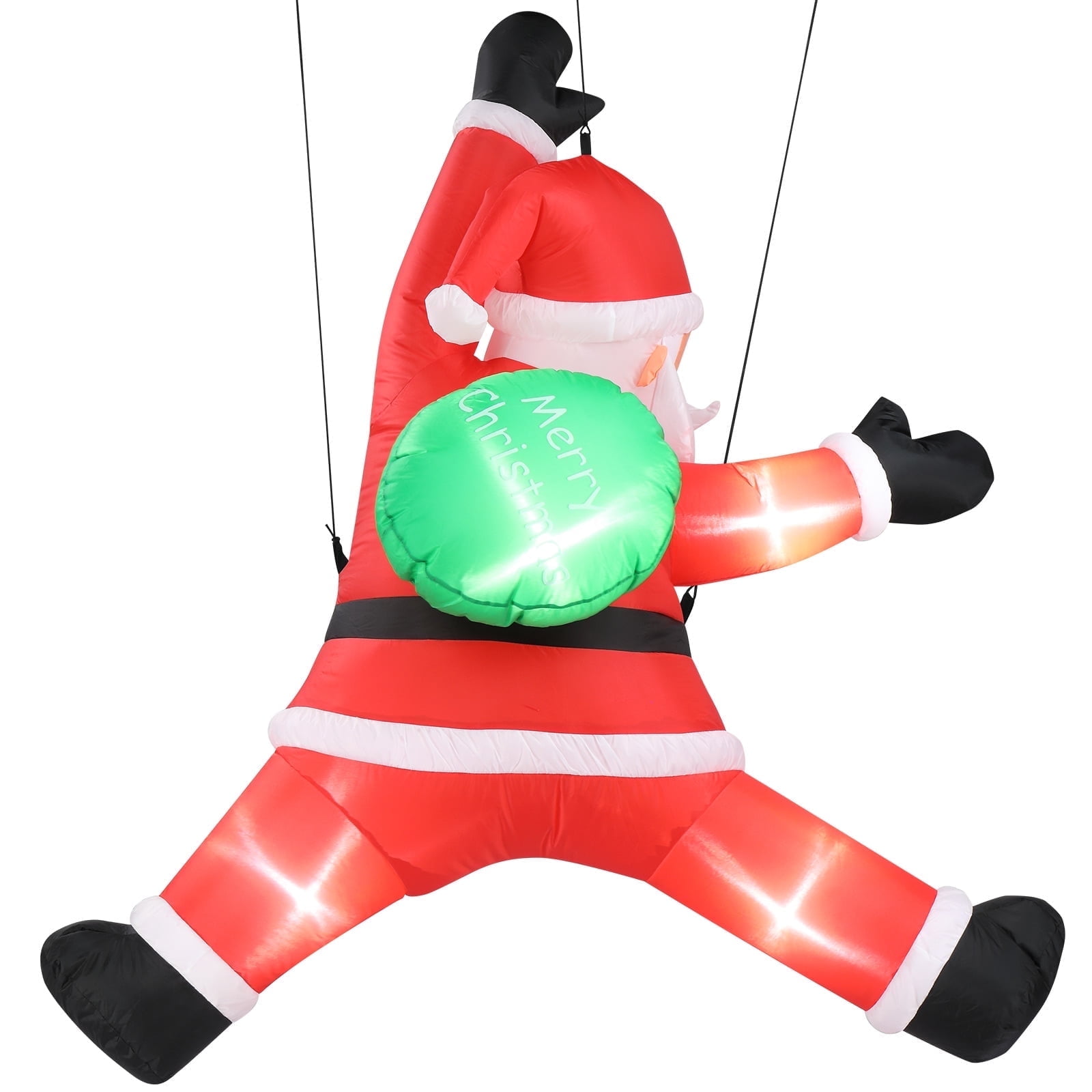 HiiKaa 5Ft Lighted Christmas Inflatable Hanging Climbing Santa Funny ...