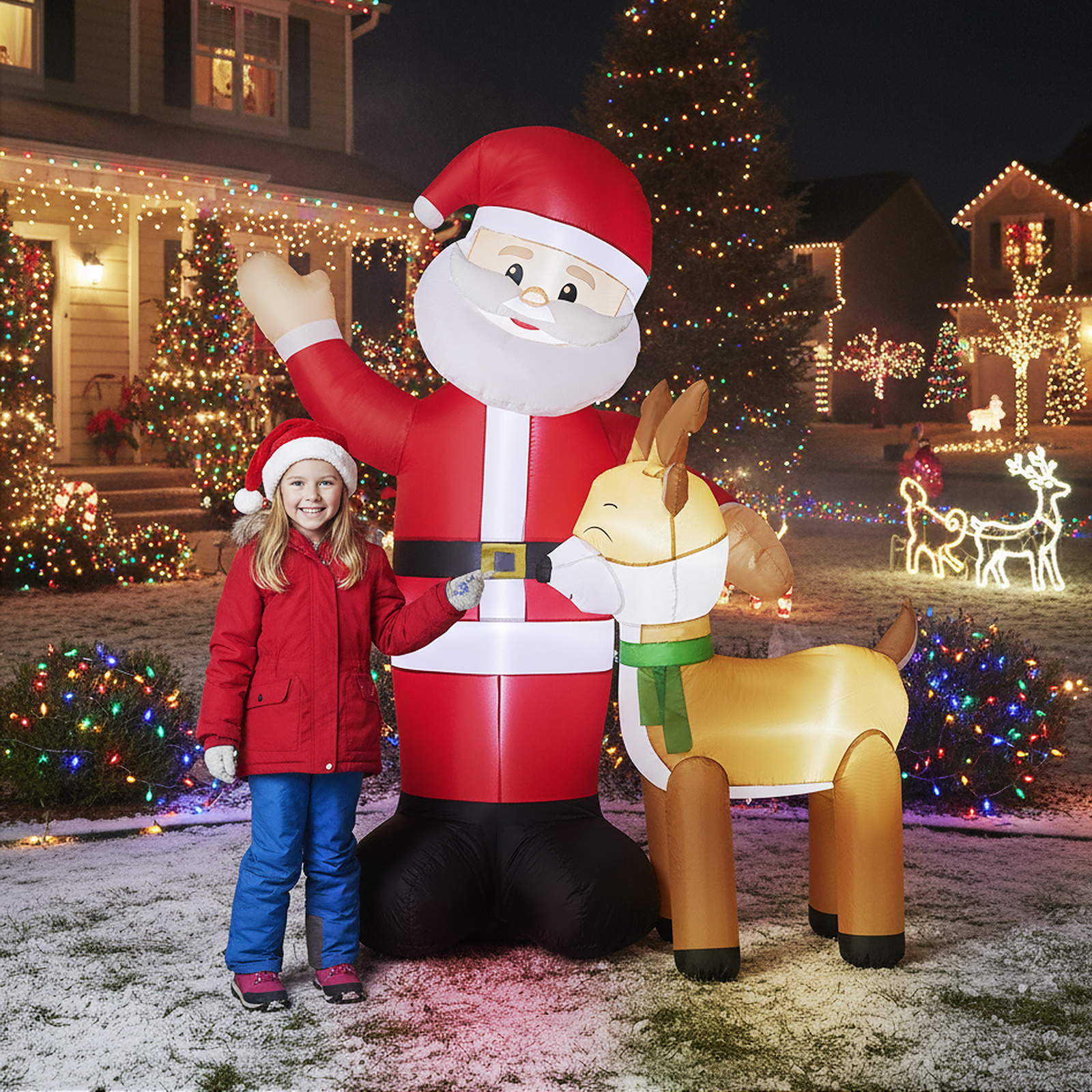 HiiKaa 6.3FT Christmas Inflatables Outdoor Decoration,Inflatable Santa ...