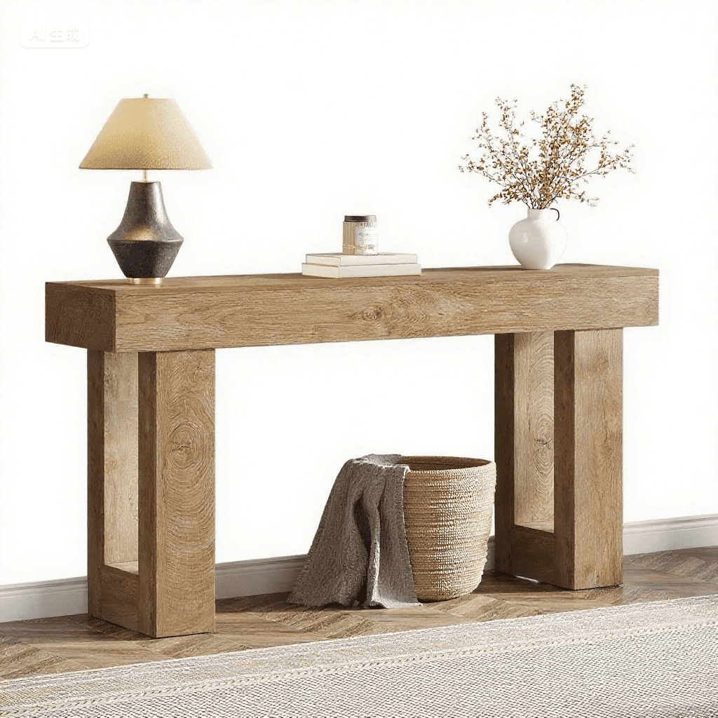 HiiKaa 63in Narrow Long Console Table for Living Room,Farmhouse Wood ...