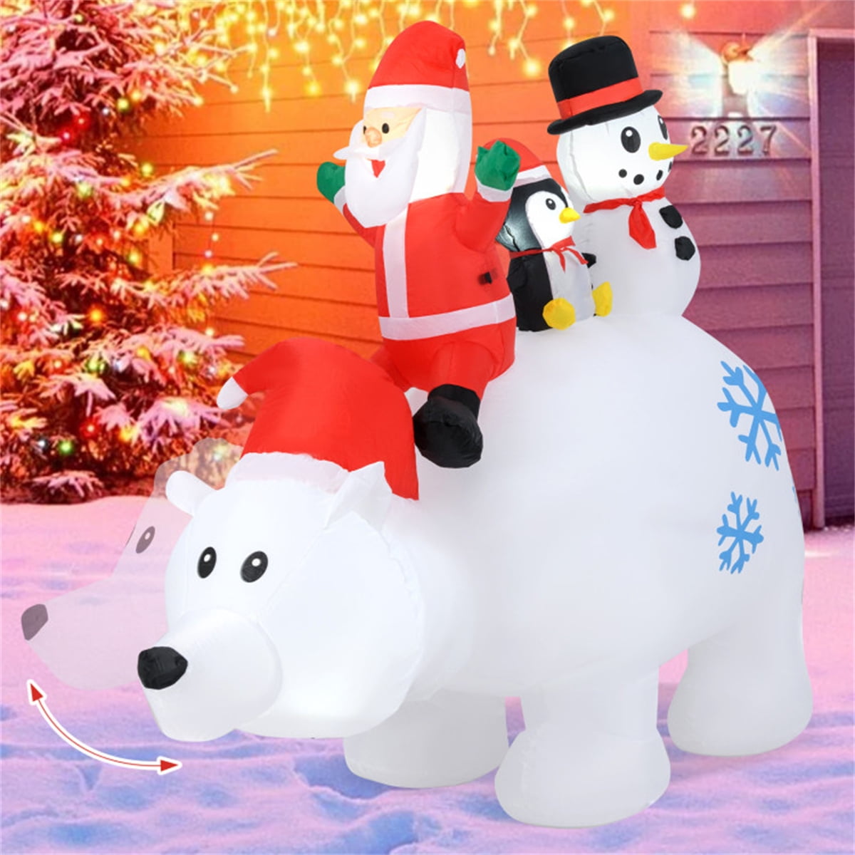 HiiKaa 6FT Christmas Inflatables Santa Claus Riding Bear with Shaking ...