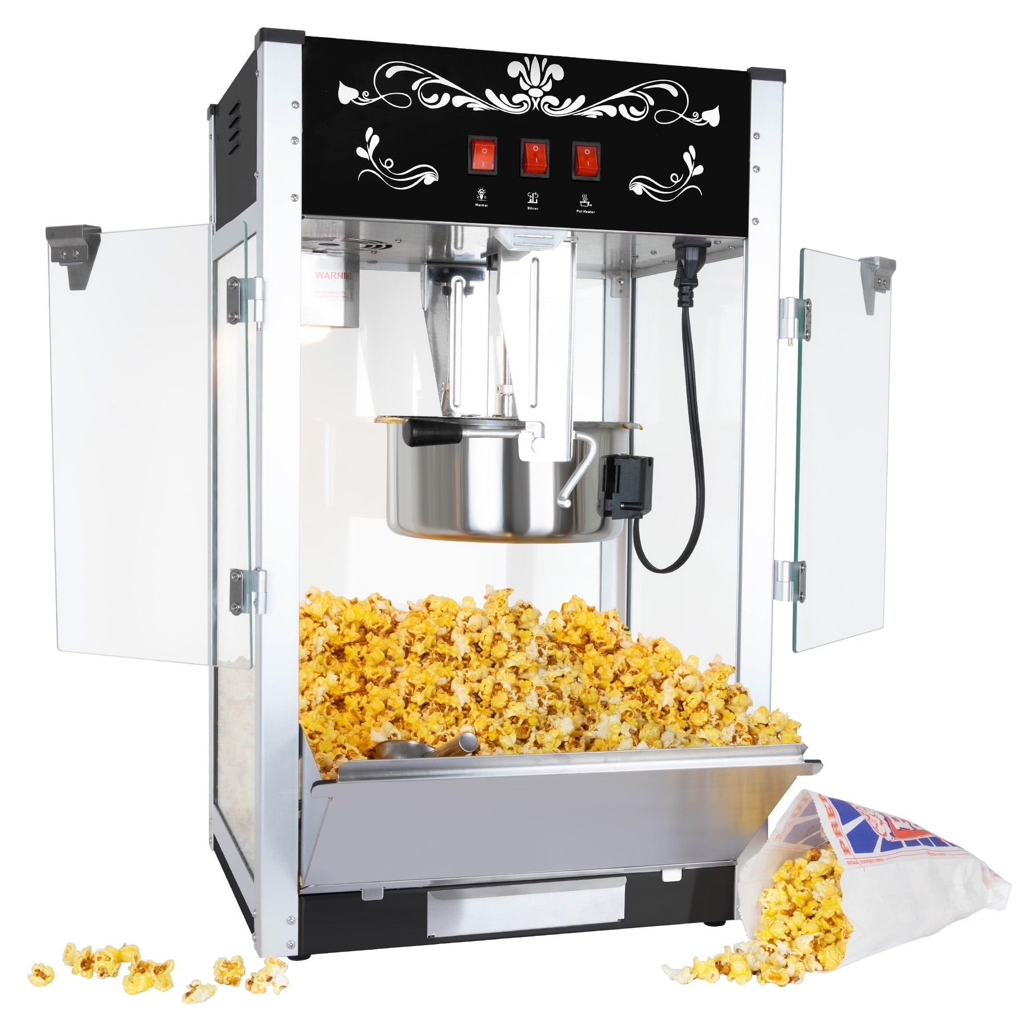 HiiKaa Commercial Popcorn Machine,16 Oz Kettle,1440 W,Movie Theater ...