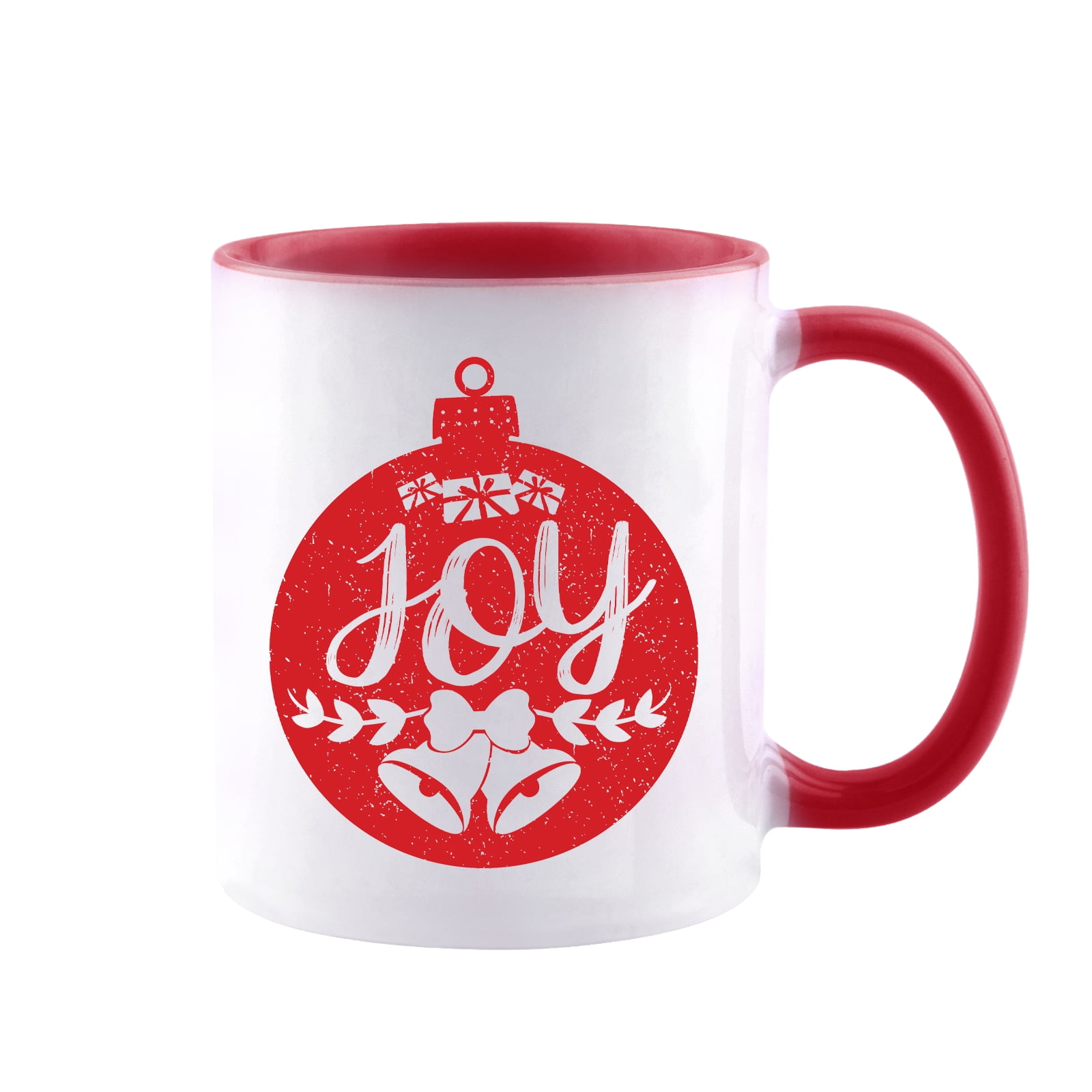 HiiKaa Funny Christmas Coffee Mug,11oz Joy Jingle Bell Red Handle Tea ...