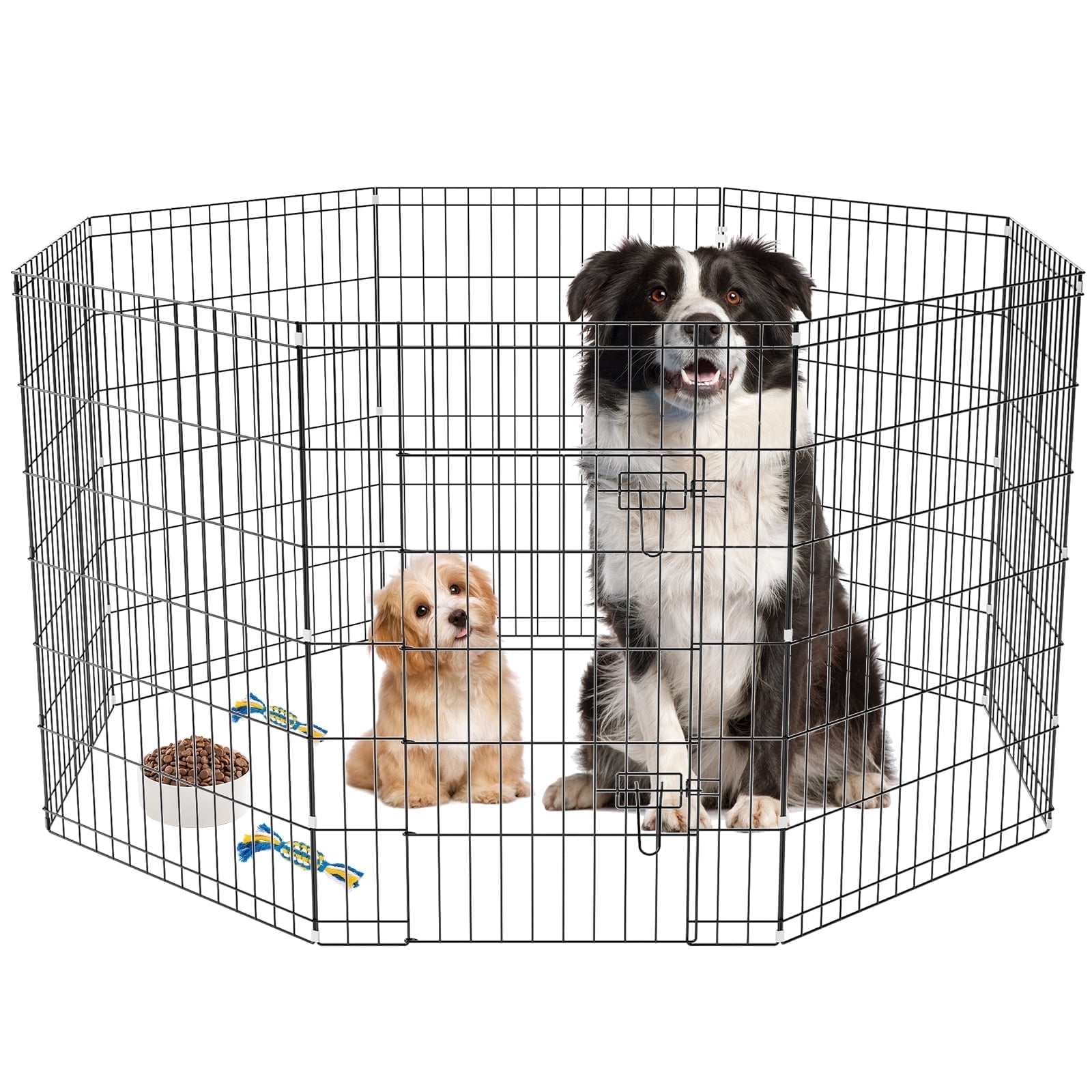HiiKaa Puppy Playpen,8-Panels Foldable Dog Pen with Door,Indoor/Outdoor ...