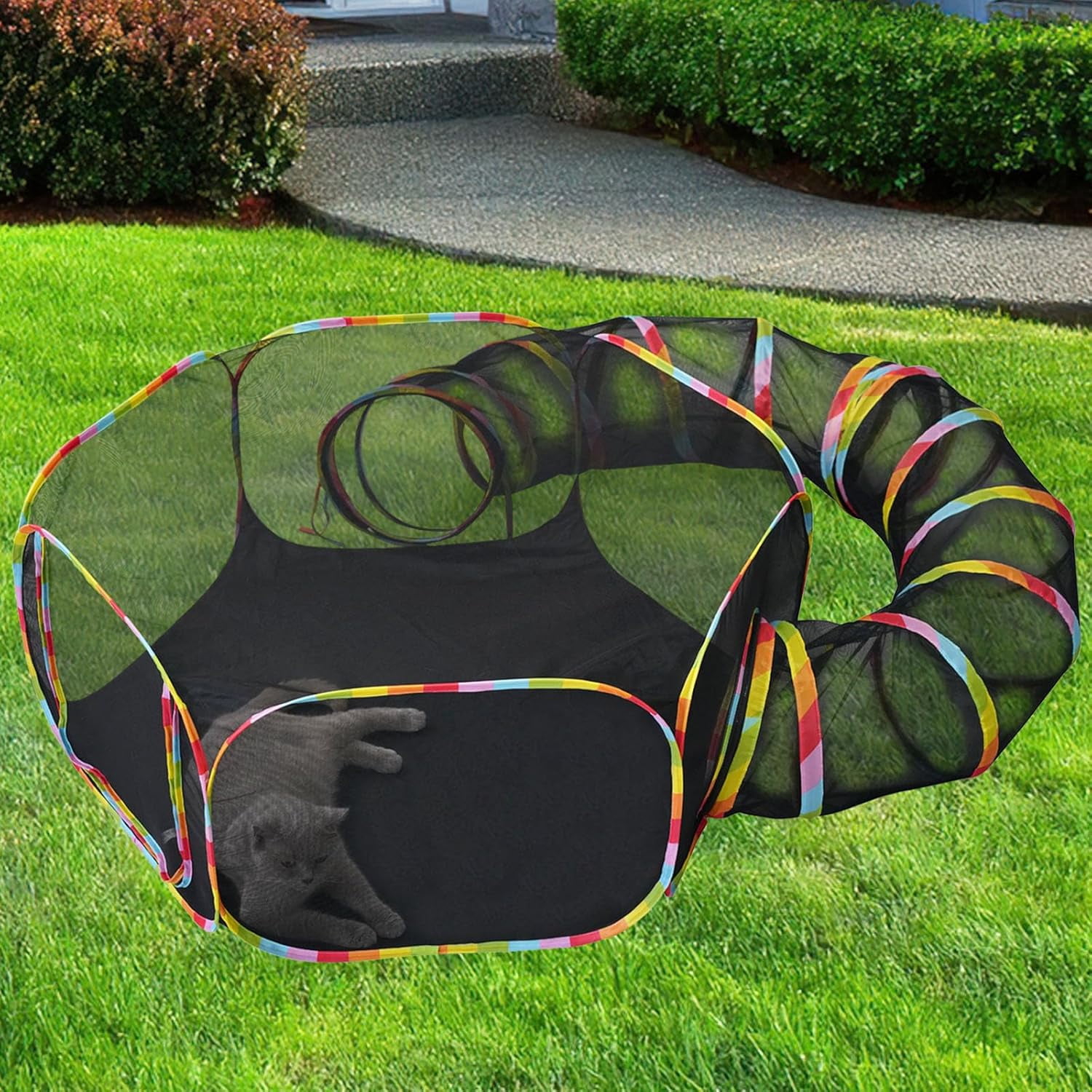 HiiKaa Outdoor Rainbow Cat Enclosures Playground,Portable Cat Tent for ...