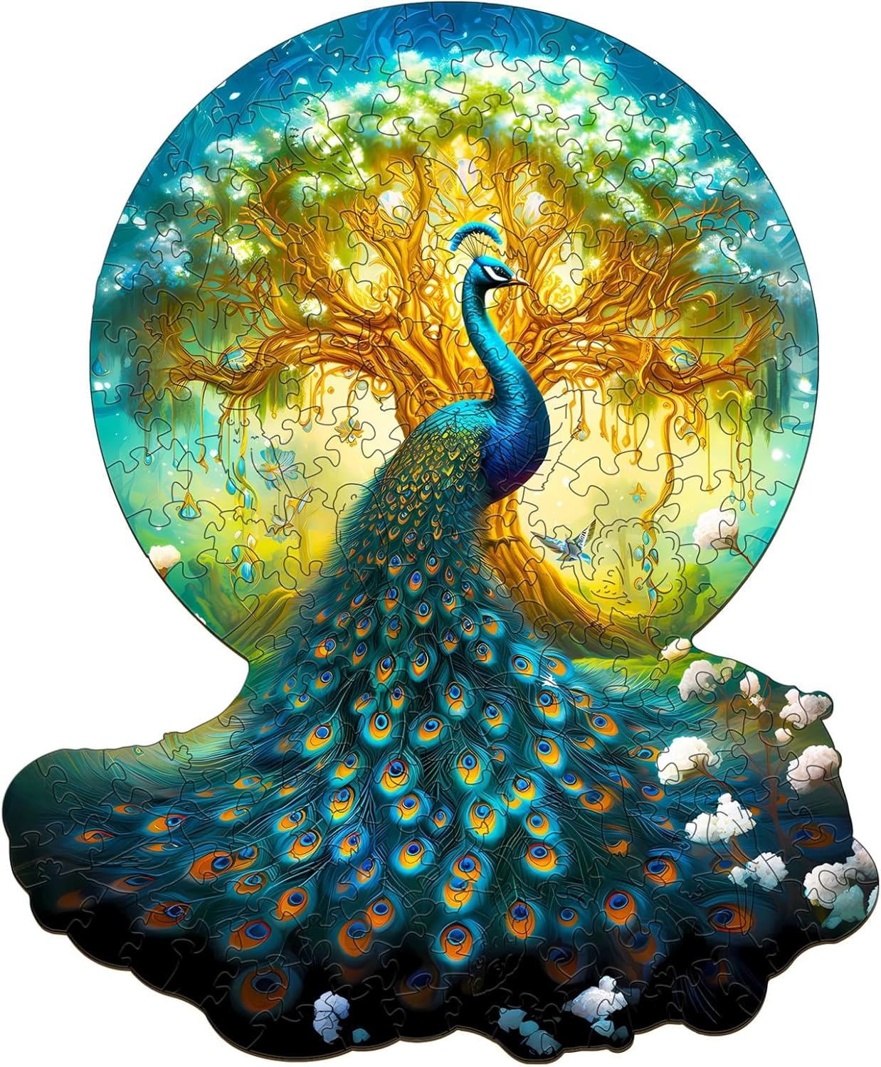 HiiKaa Peacock Wooden Puzzles for Adults-250 pcs Unique Shaped Wooden ...