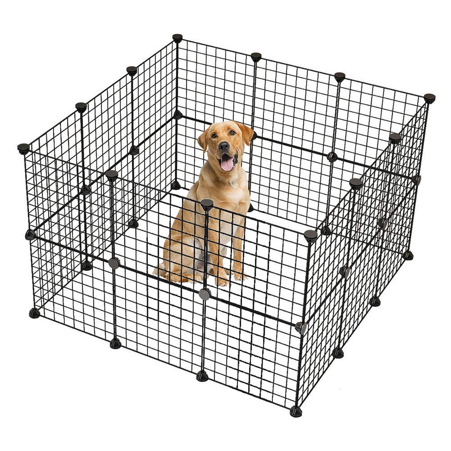 HiiKaa Pet Playpen, 24 Panels Portable Metal Wire Pet Pen Yard Fence ...