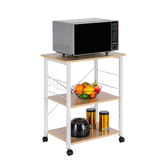 HiiKaa Rolling Kitchen Microwave Cart,3 Tier Microwave Table Stand with ...
