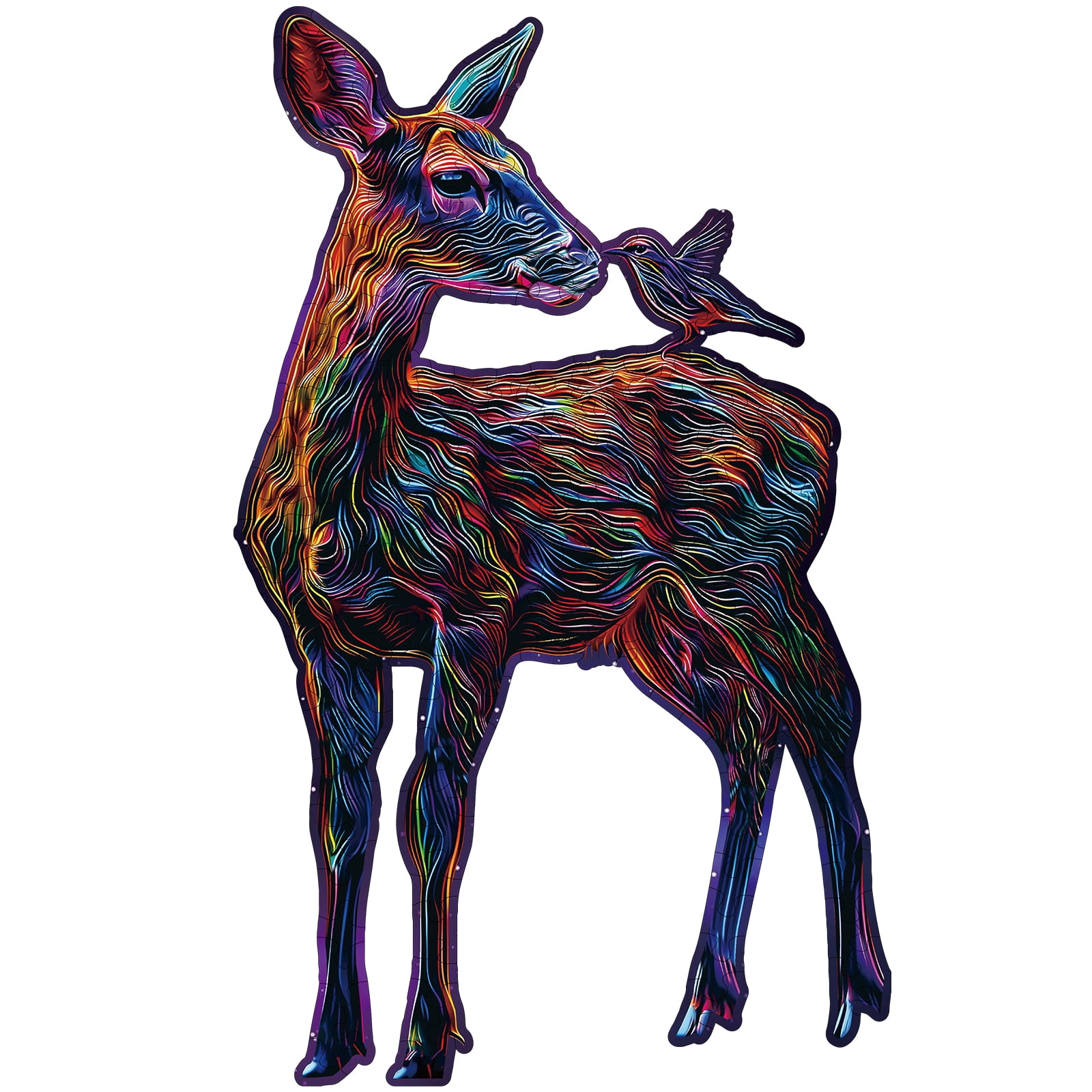 HiiKaa Wooden Jigsaw Puzzles,Unique Shape Colorful Deer Wooden Jigsaw ...