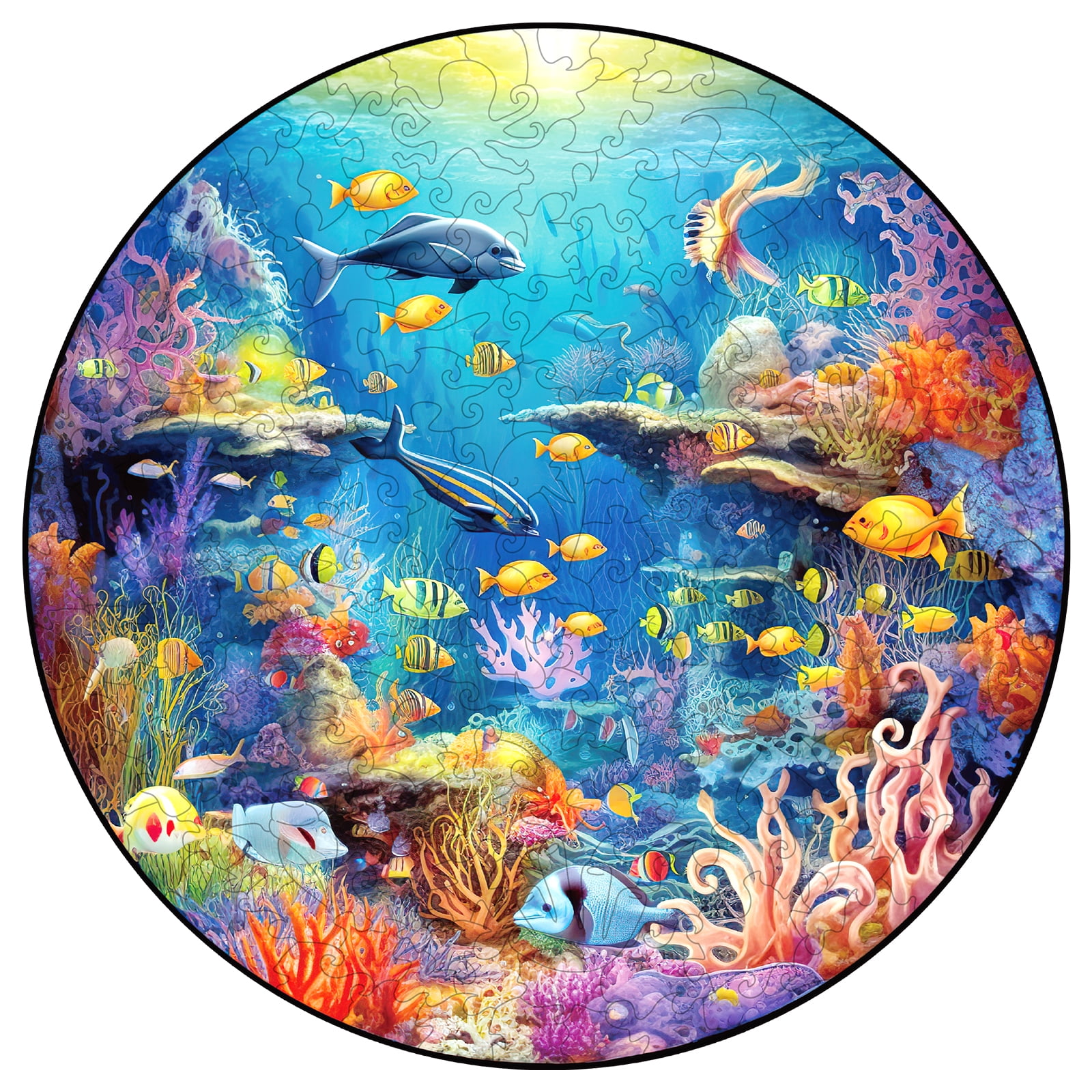 HiiKaa Wooden Jigsaw Puzzles for Adult, Underwater World, Unique Shaped ...