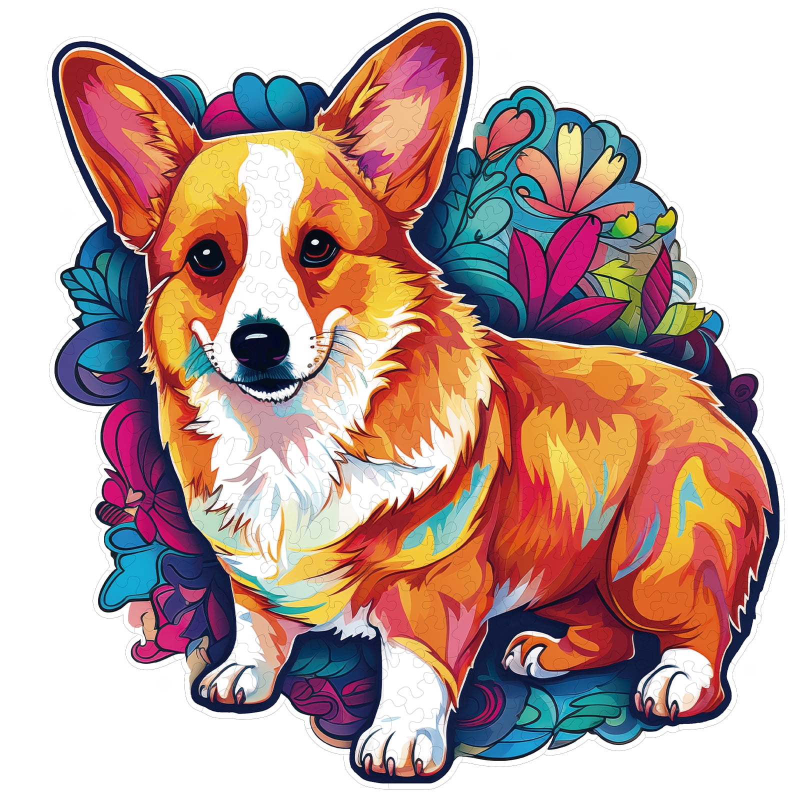 HiiKaa Wooden Jigsaw Puzzles for Adults,Corgi Dog Unique Shapes Puzzle ...
