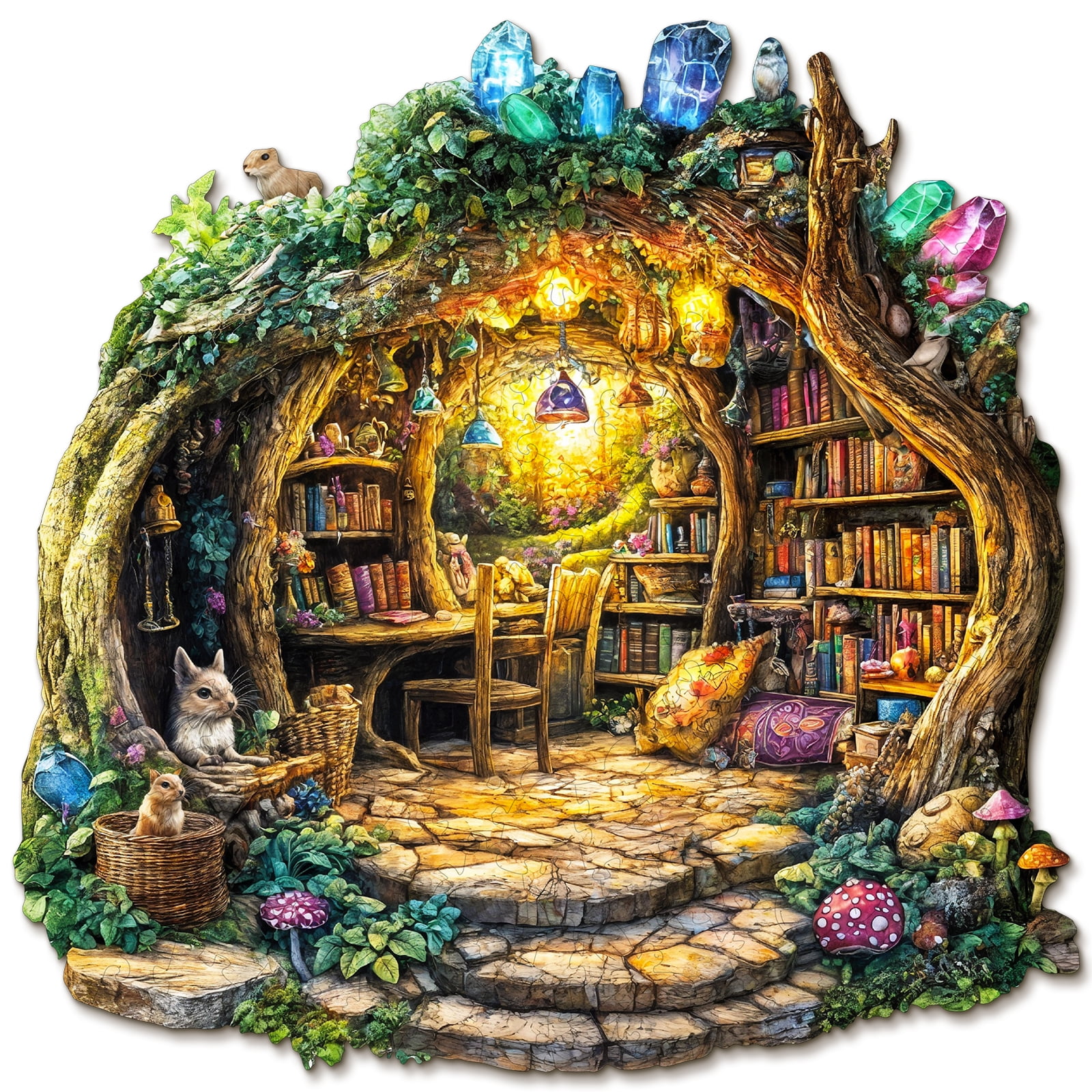 HiiKaa Wooden Puzzles for Adults,3D Forest Mushroom House Wood Puzzles ...