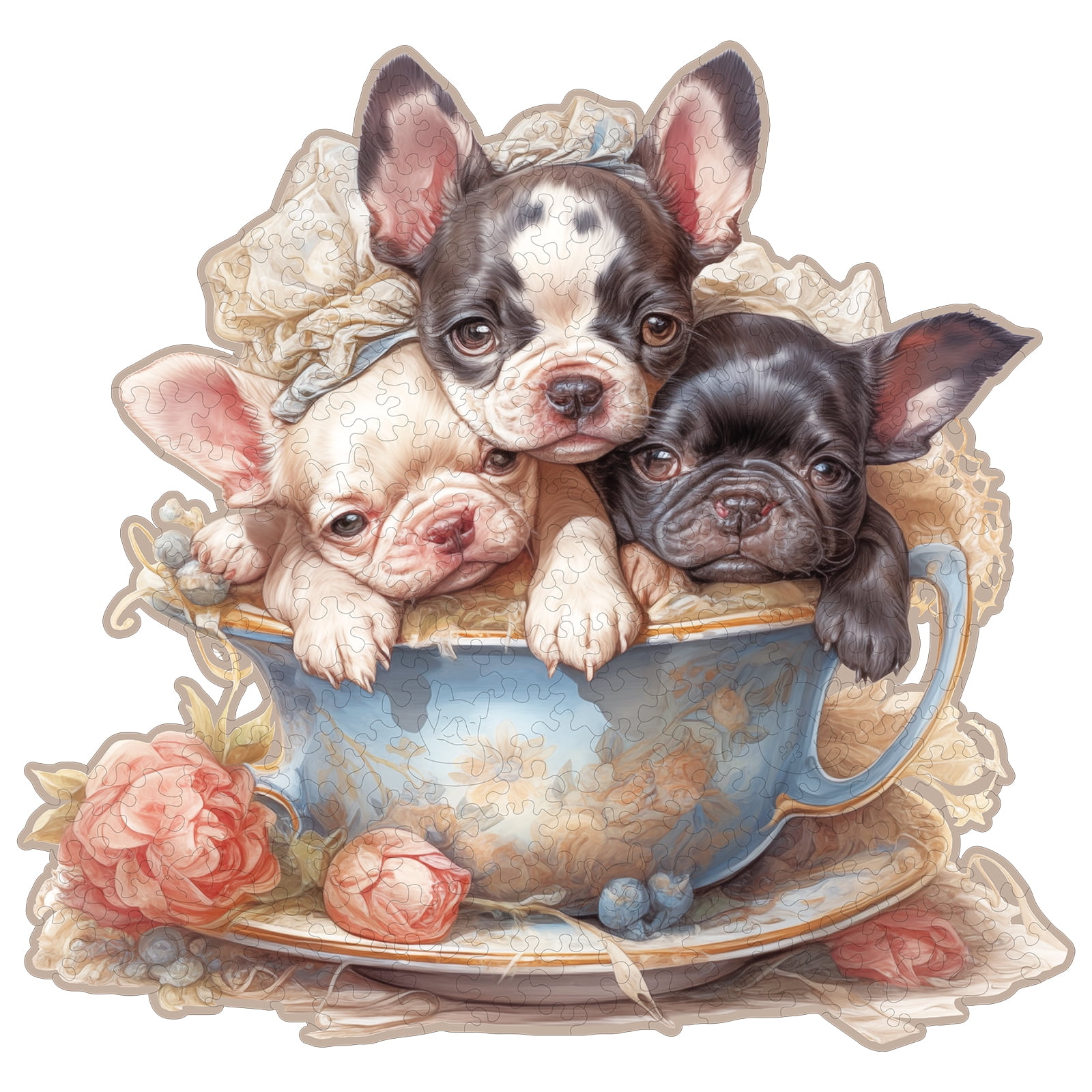 HiiKaa Wooden Puzzles for Adults,Cute Bulldog Wooden Jigsaw Puzzles ...