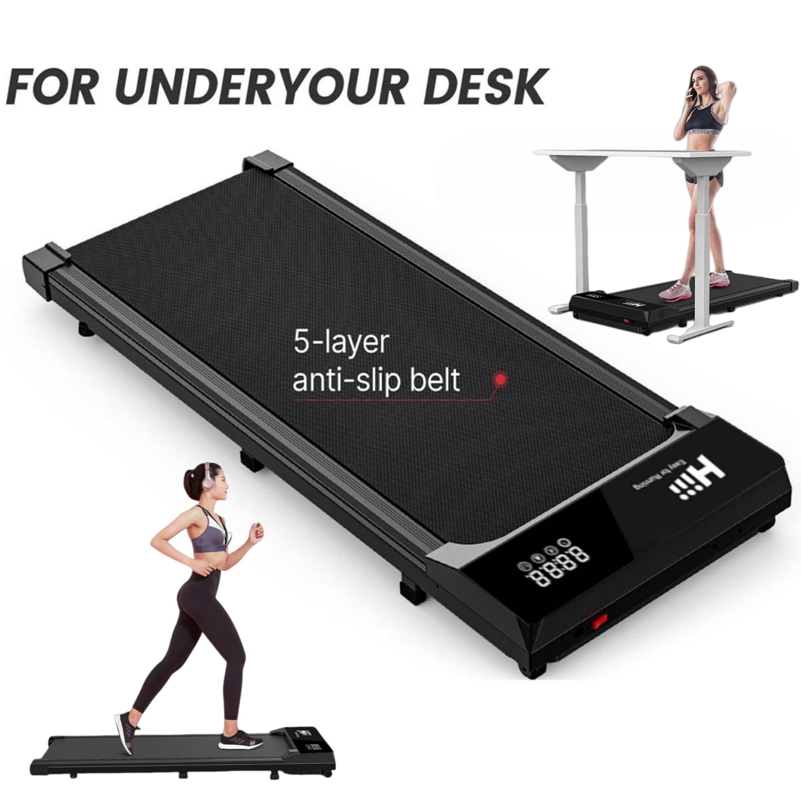 Hiii Under Desk Walking Pad Treadmill Small Portable Treadmills For