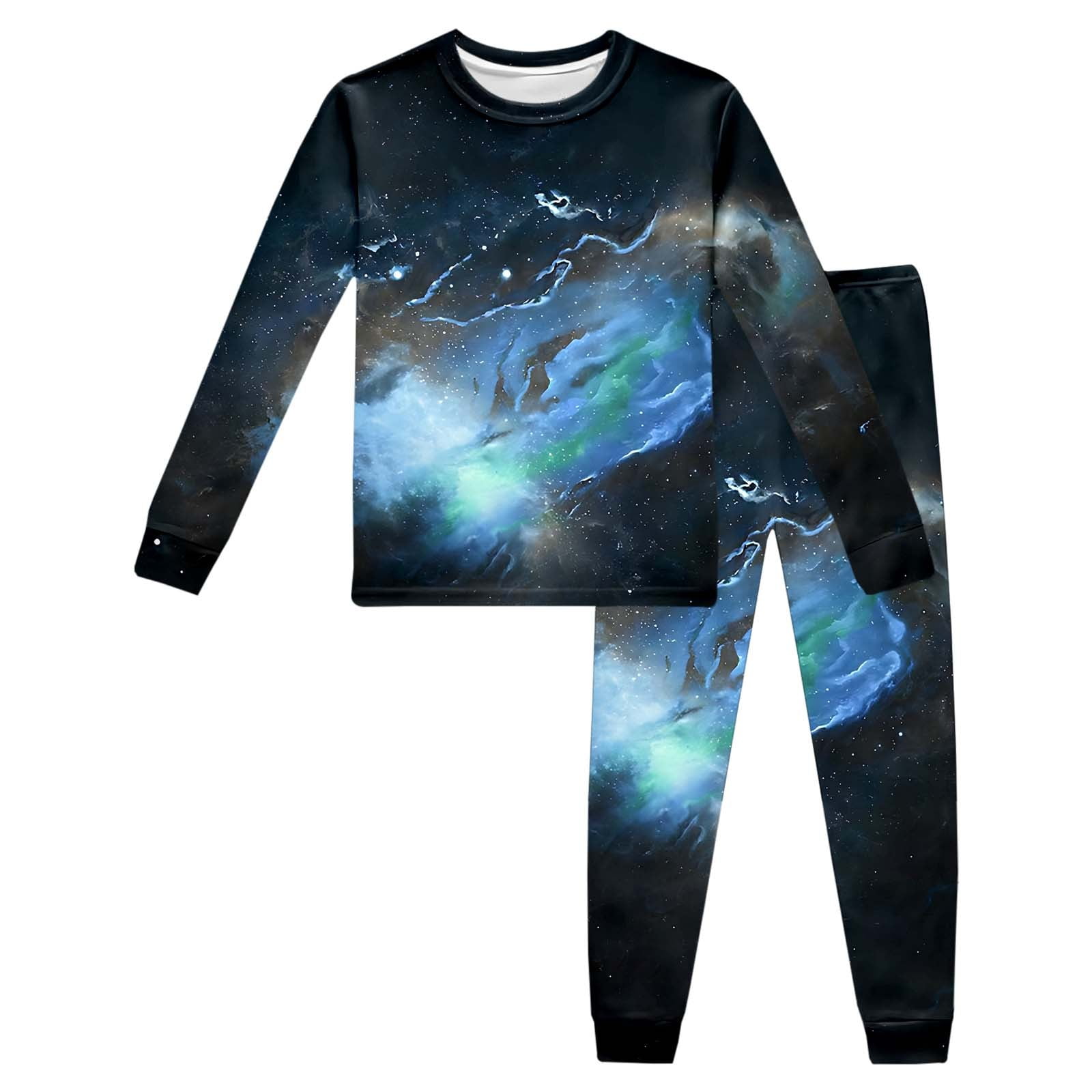 Hiijoy Big Boys Galaxy Pajamas Space Star Printed Home Wear Long Sleeve ...