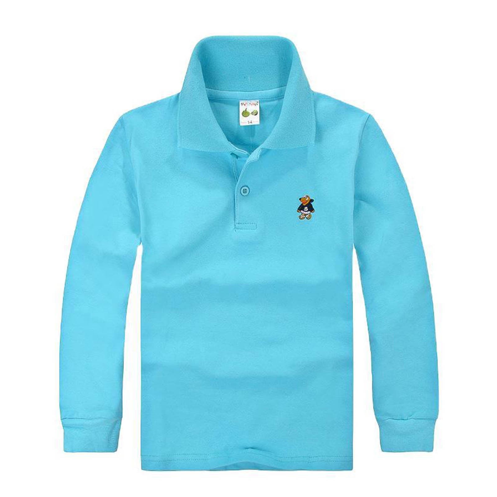 Hiijoy Big Boys Long Sleeved Polo Shirt Kids Collared Casual T Shirt ...