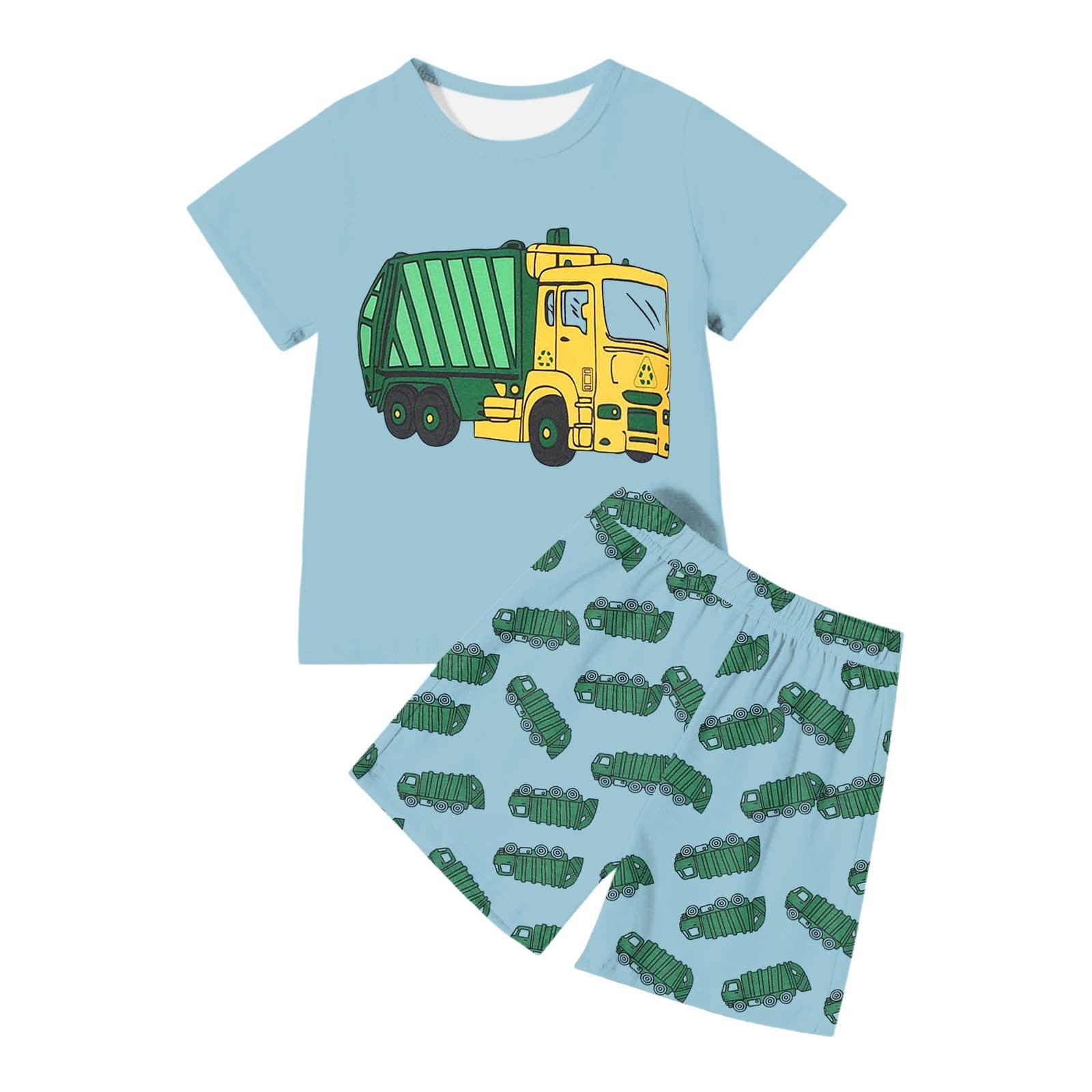 Hiijoy Big Boys Outfits Truck Print Short Sleeve T-Shirt and Shorts Set ...