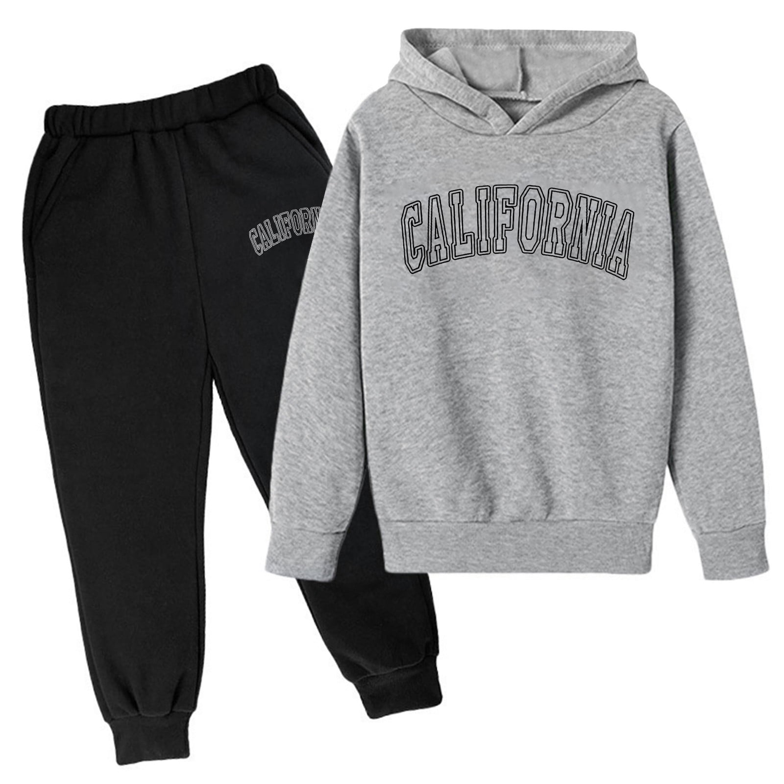 Hiijoy Big Girl's Outfits California Print Hoodie & Sweatpants ...