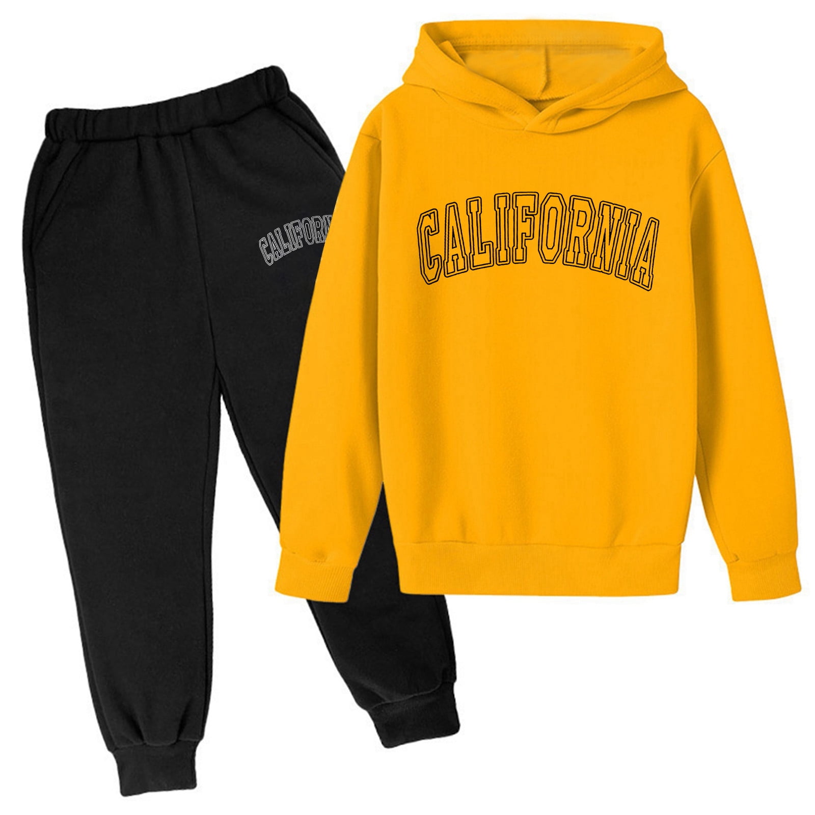 Hiijoy Big Girl's Outfits California Print Hoodie & Sweatpants ...