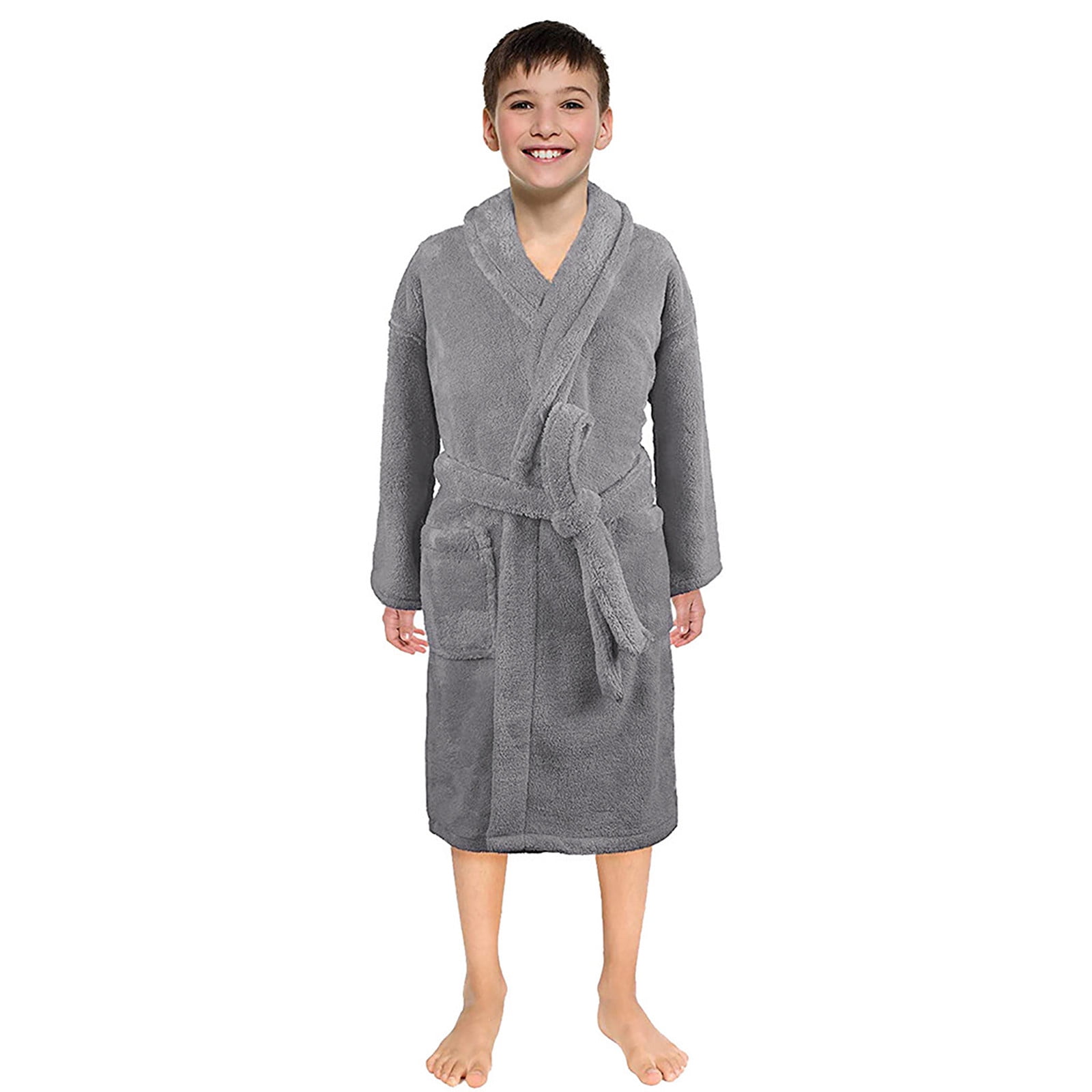 Hiijoy Big Girls Flannel Bathrobe Fuzzy Warm Nightrobe Loungewear Kids ...