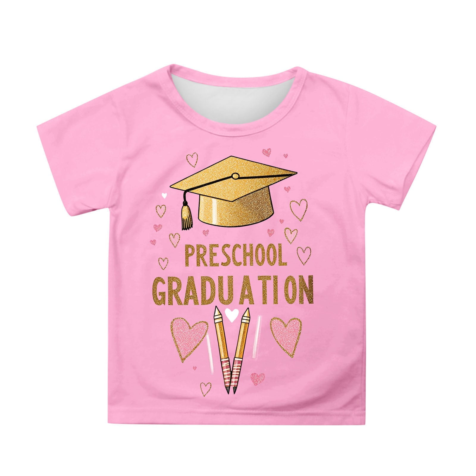 Hiijoy Big Girls Graduation Photo T-Shirt Letter Print Short Sleeve T ...