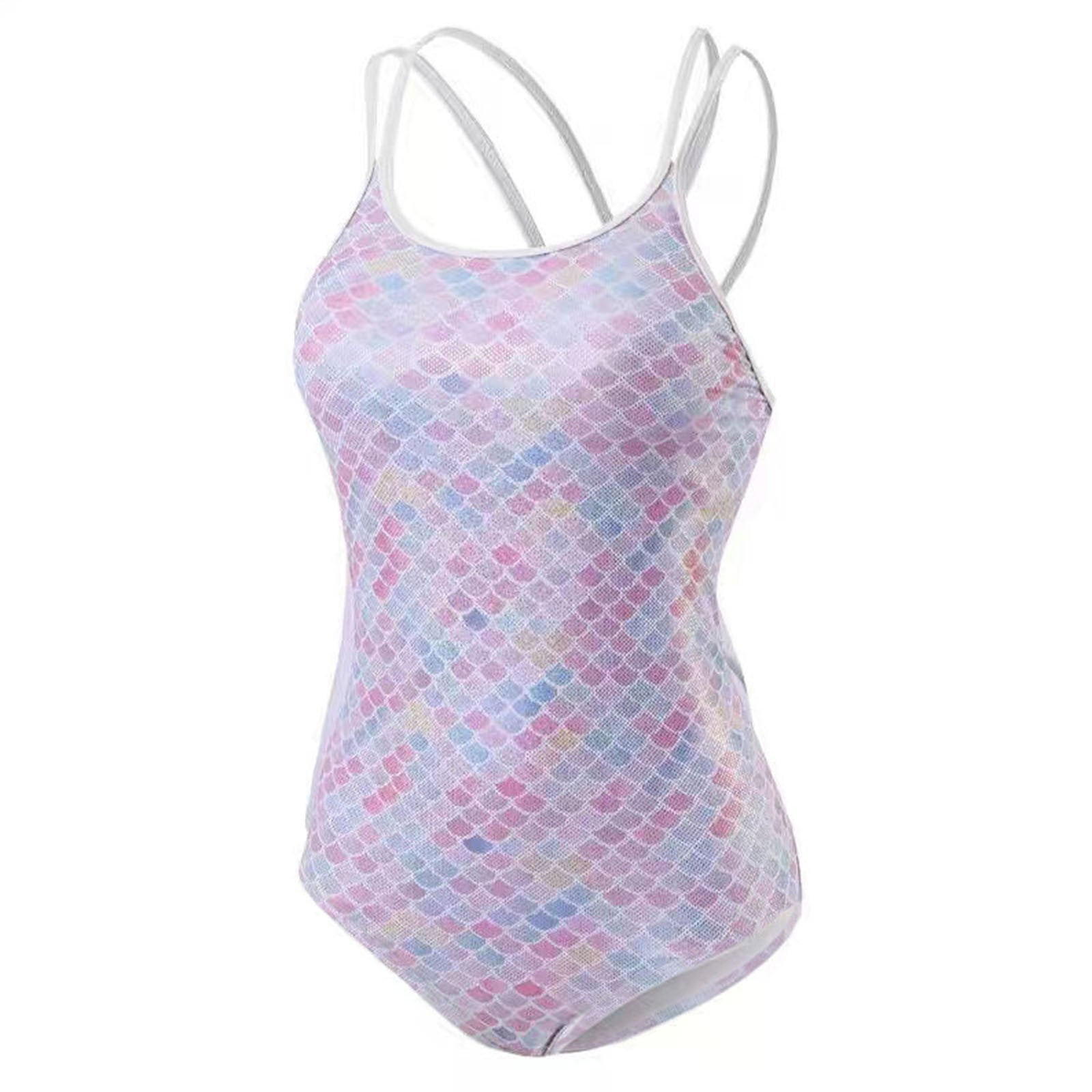 Hiijoy Big Girls One-Piece Swimsuit Scale Print Crisscross Bathing Suit ...