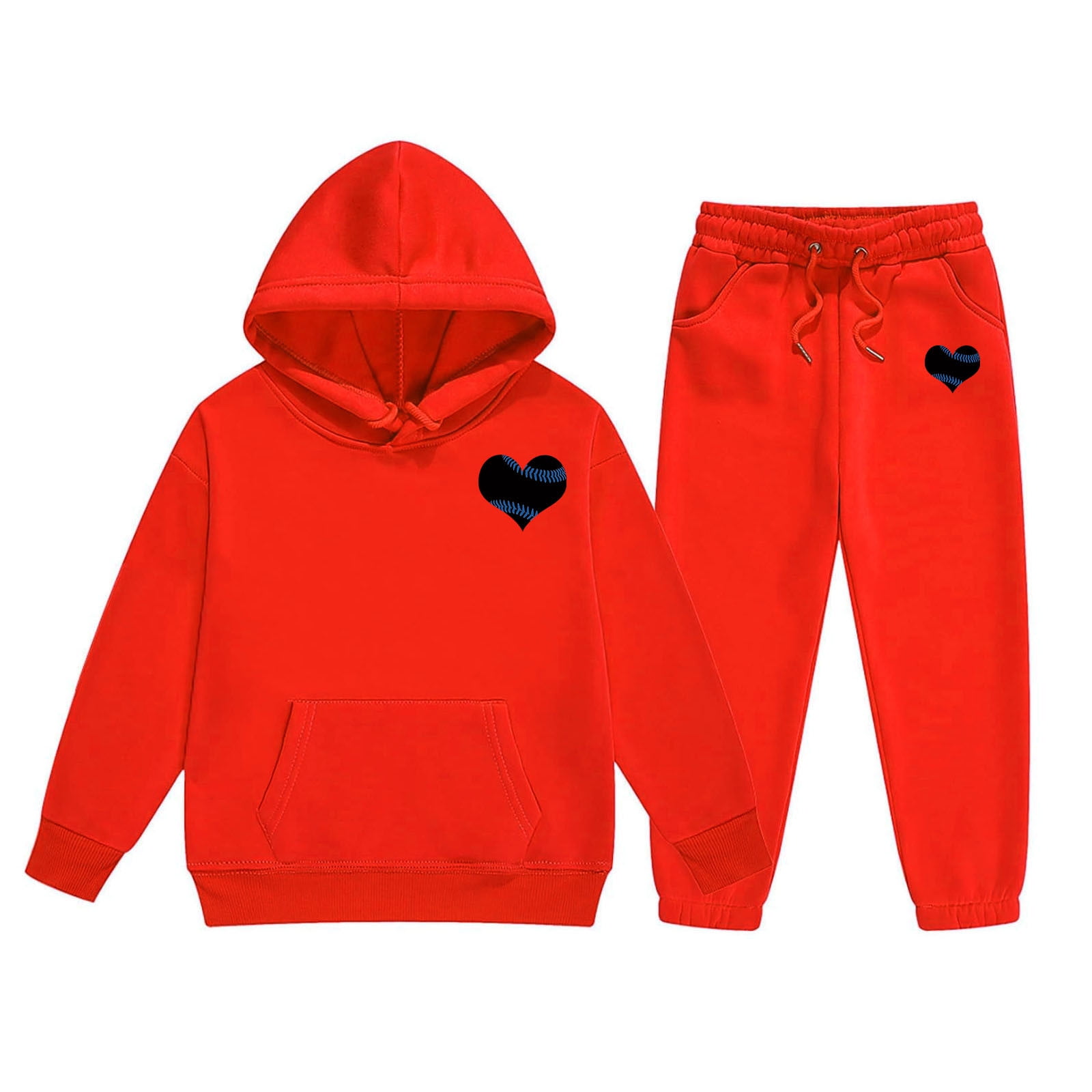 Hiijoy Big Girls Outfit Sets Heart Print Hoodie and Jogger Pants Sports ...