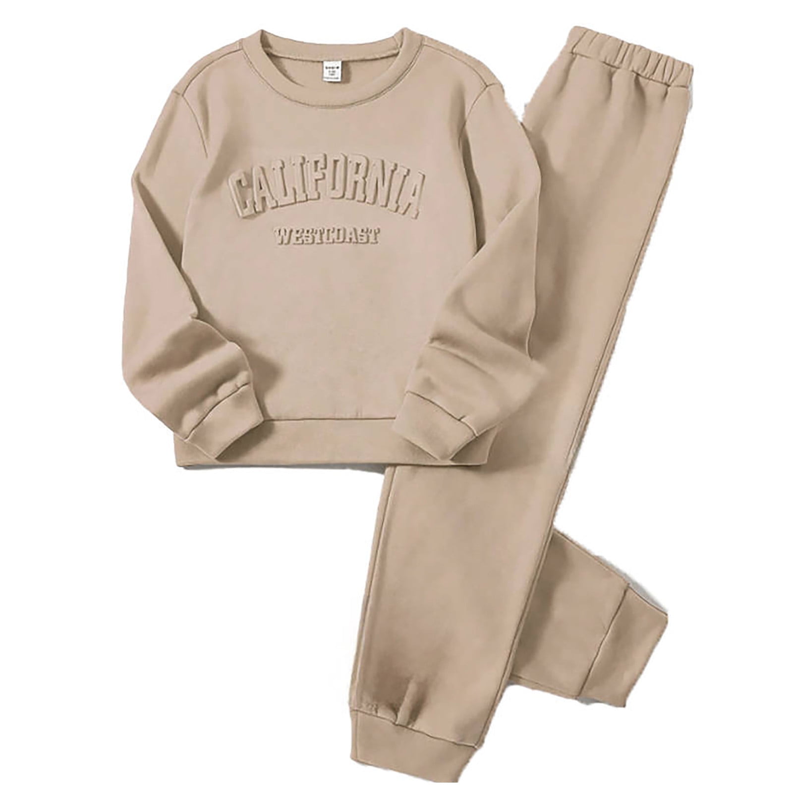 Hiijoy Big Girls Sweatsuits California Print Crew Neck Sweatshirt ...