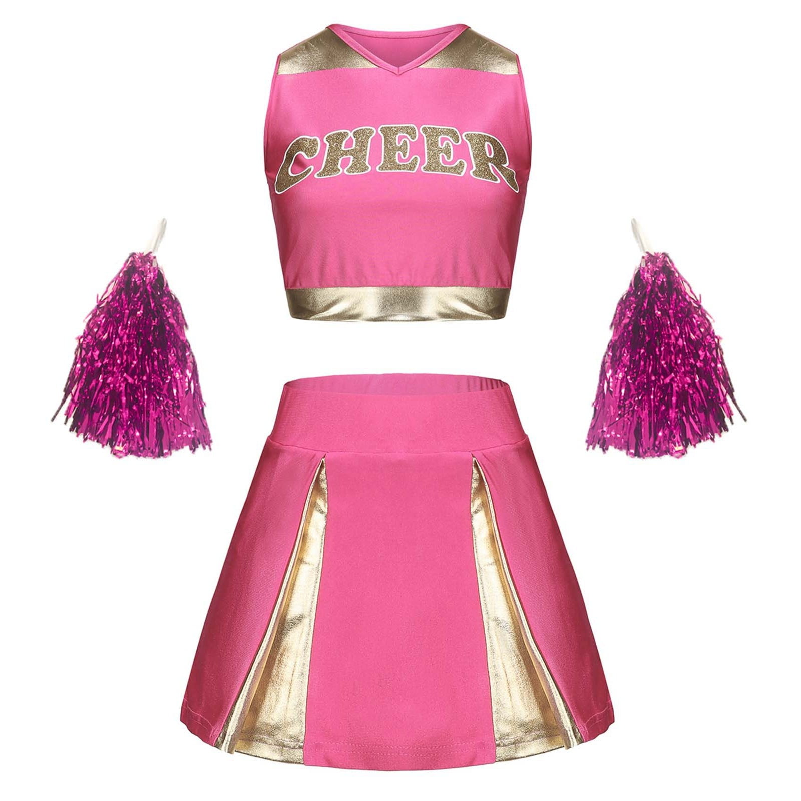 Hiijoy Girl's Cheerleading Sequins Skirt Set Student Sports Day ...