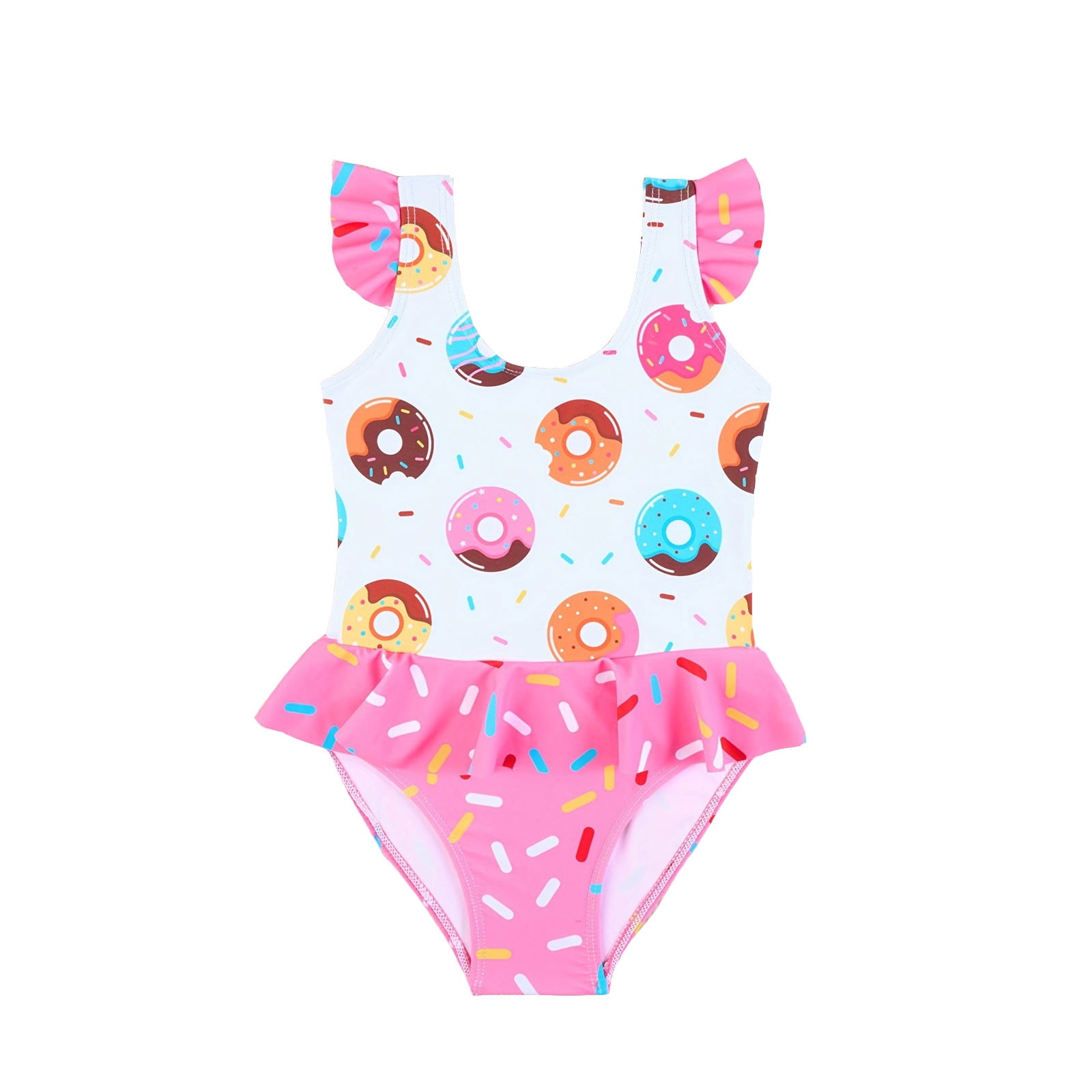 Hiijoy Girls One-Piece Swimsuit Doughnut Print Ruffle Bathing Suit ...