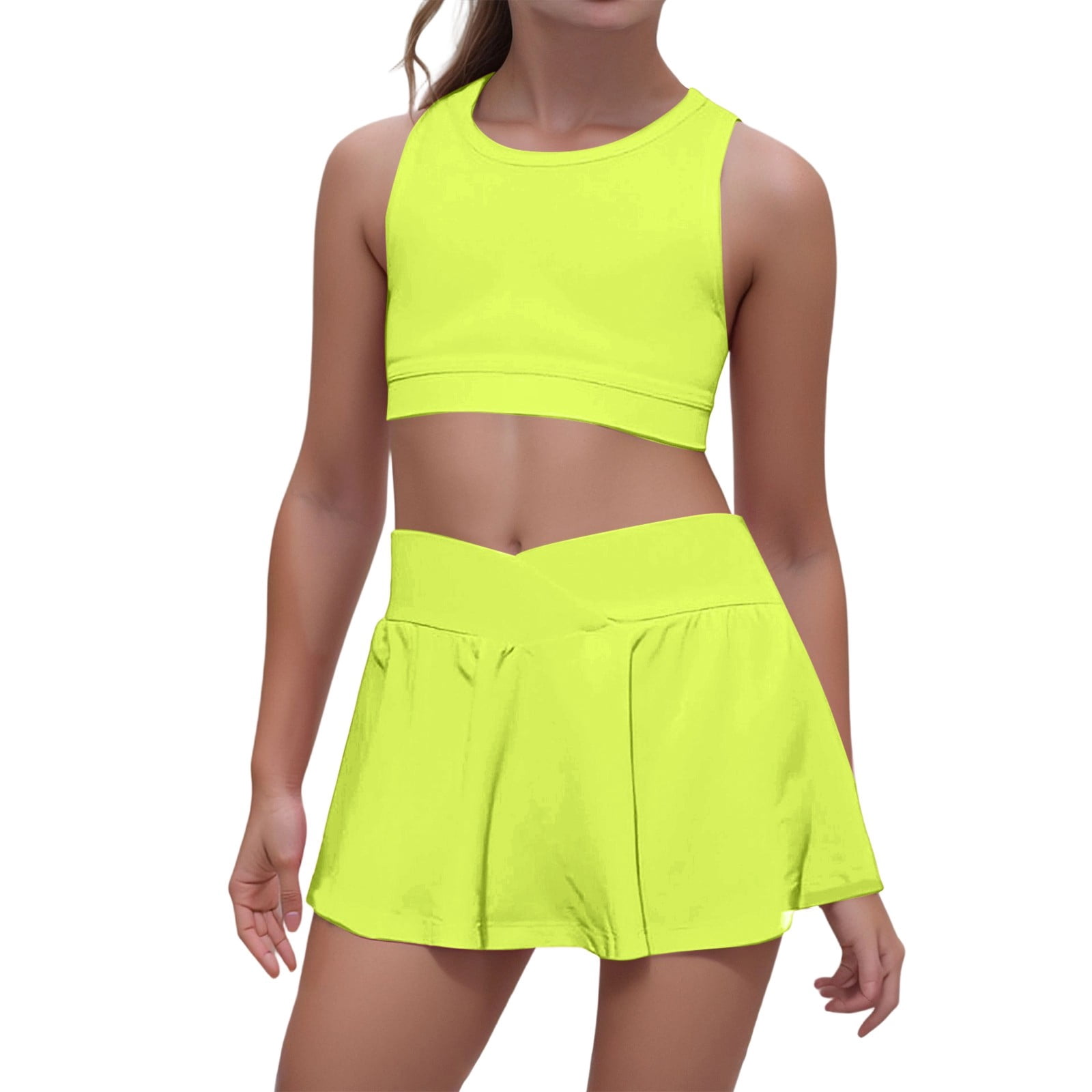 Hiijoy Girls Sports Baseball Outfits Active Cropped Tank Top & Skirt ...