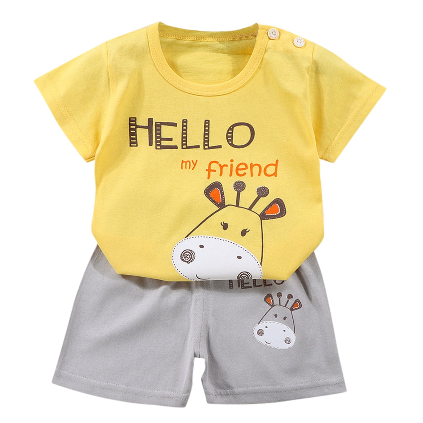 Hiijoy Infant Boys Summer Clothes Set Cartoon Print Cotton Short Sleeve ...