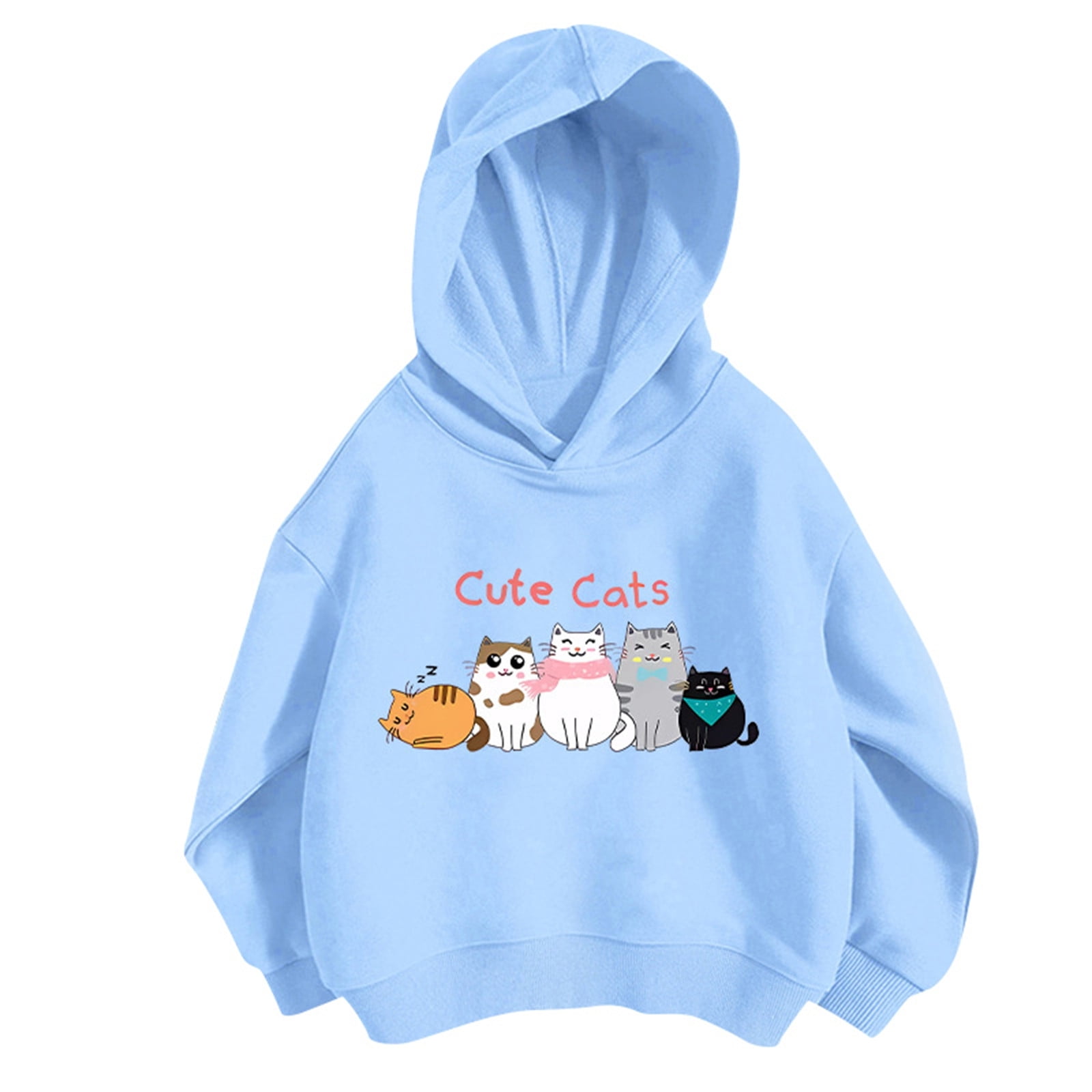Hiijoy Girls Hoodie Cute Cartoon Cat Hooded Sweatshirt Casual Loose ...