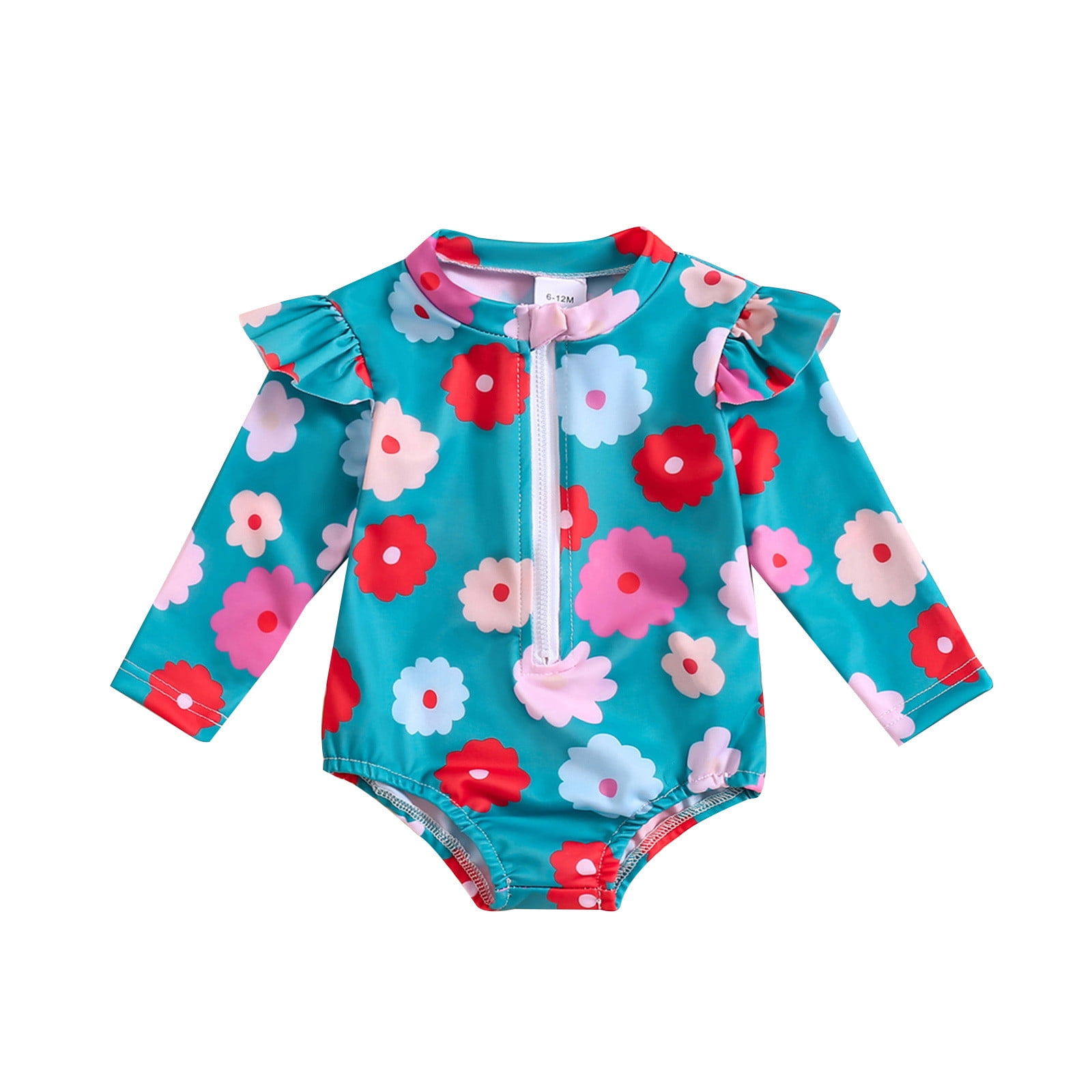Hiijoy Infant Girls Long Sleeve Zip-Up Rash Guard One-Piece Swimsuit ...